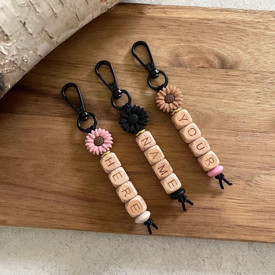 Custom Name Keychains | Boho Floral | Personalized | Backpack | Custom ...