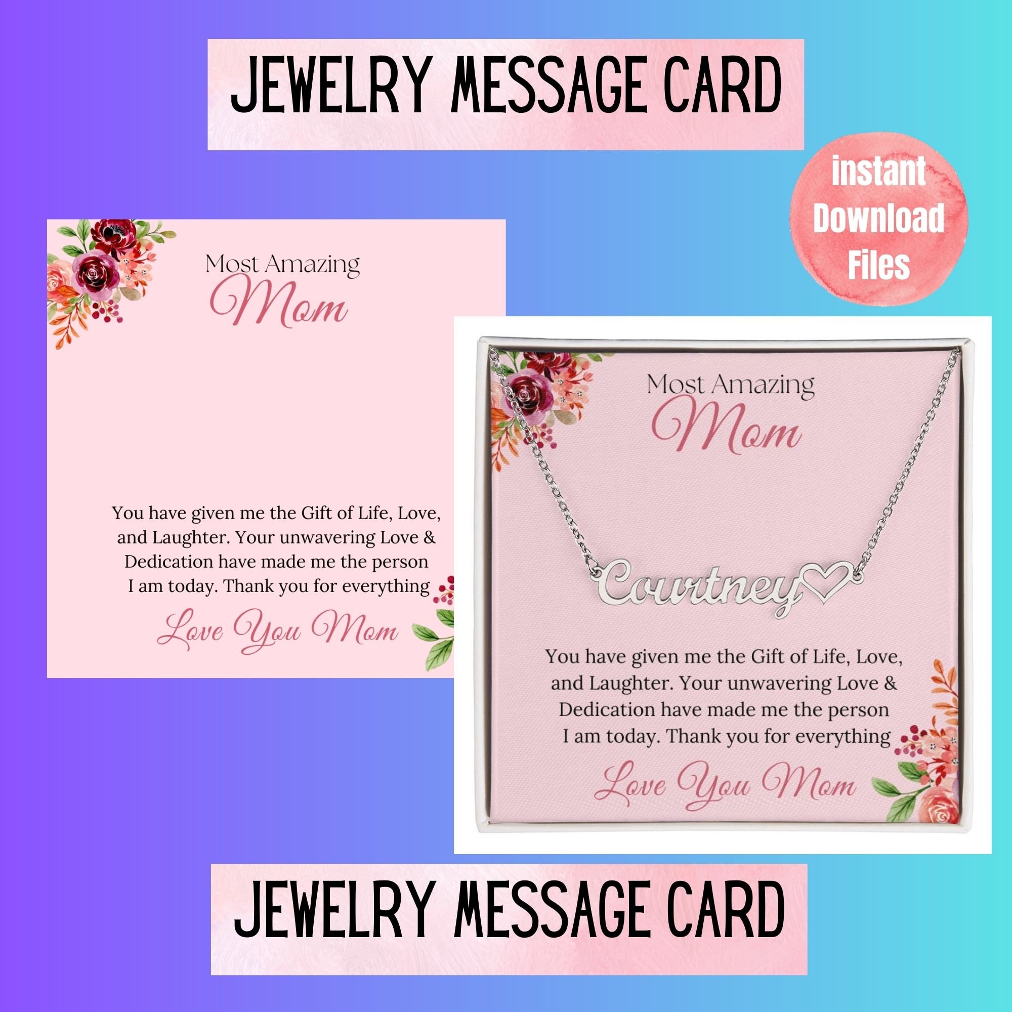 Shineon Message Card Mom Message Cards Jewelry Message Card Custom ...