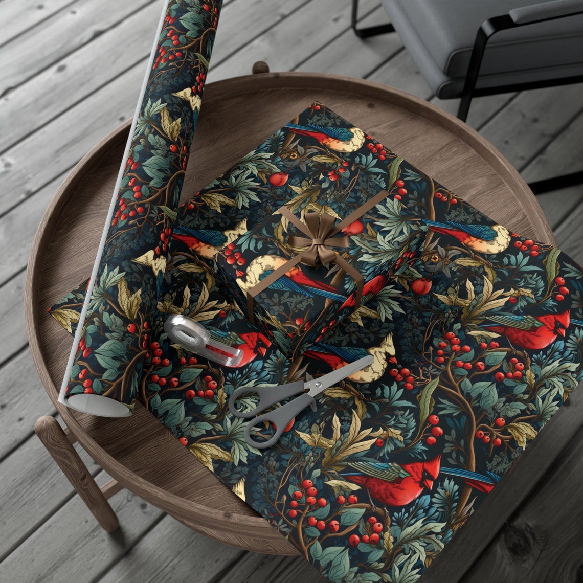 Cardinal Wrapping Paper Vintage Christmas Paper Cardinal Gift Paper ...