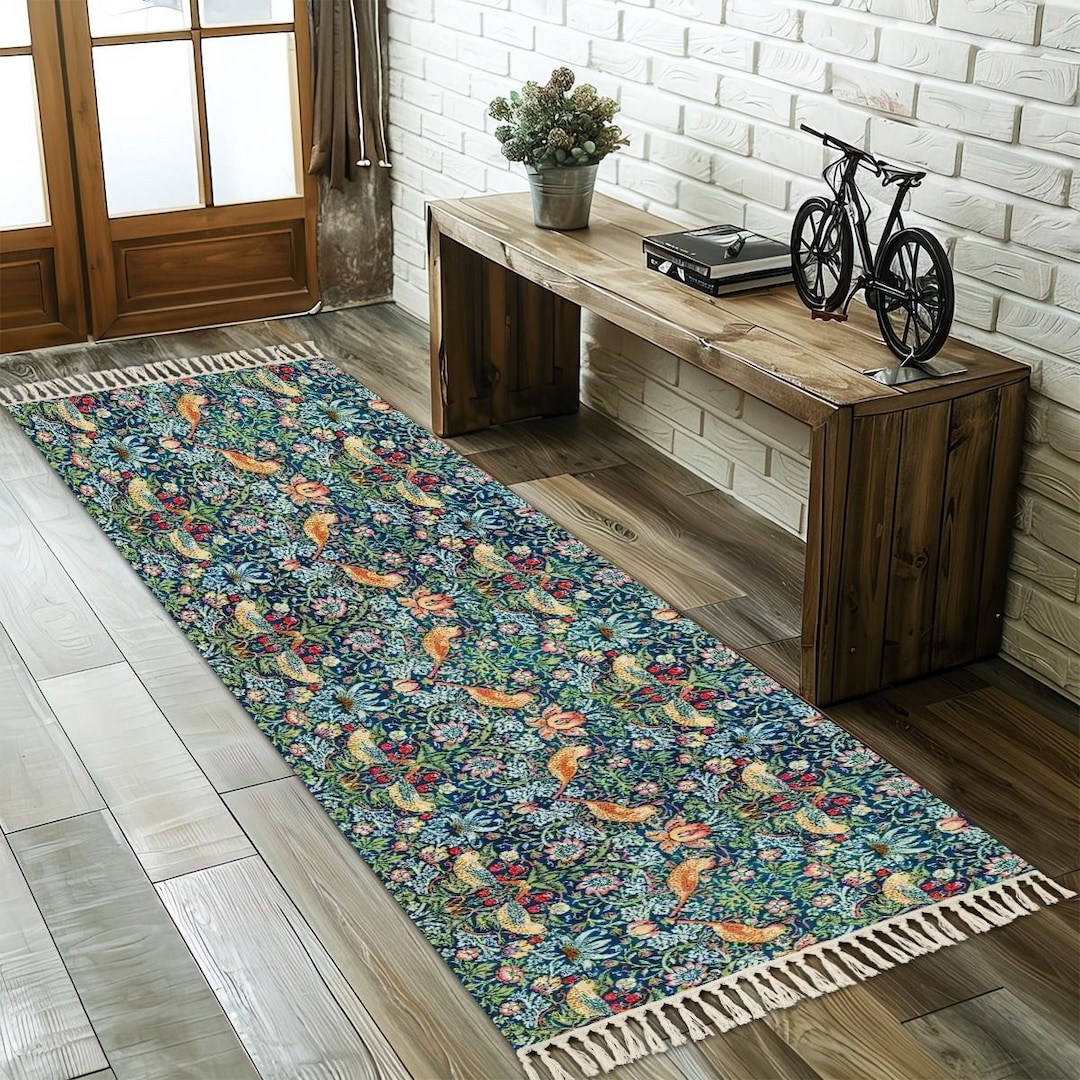 William Morris Floor Runner Strawberry Thief Hallway Runners Vintage ...