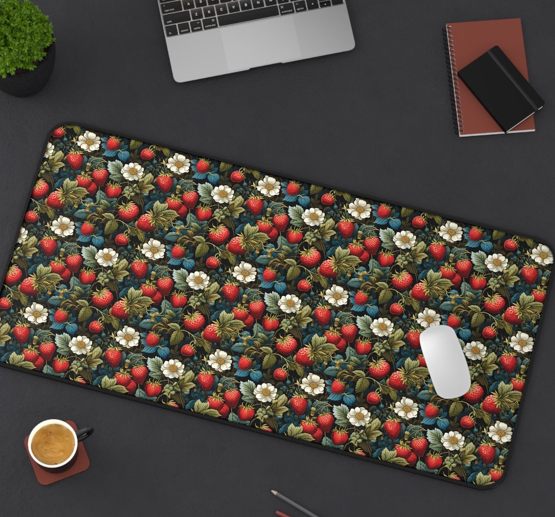 Strawberry Cottagecore Desk Mat William Morris Style Mousepad ...