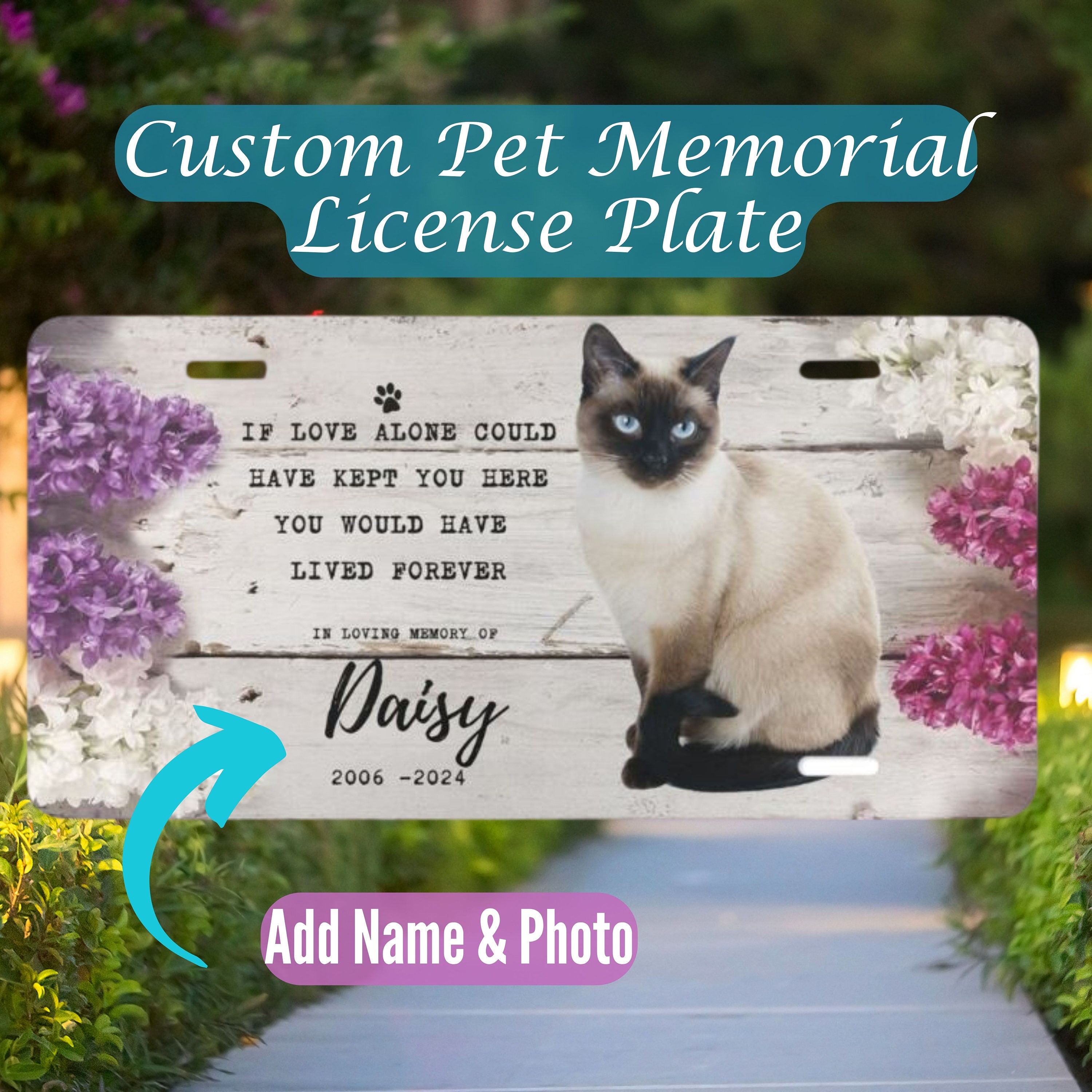 Personalized Pet Memorial License Plate Pet Loss Custom Name and Photo ...
