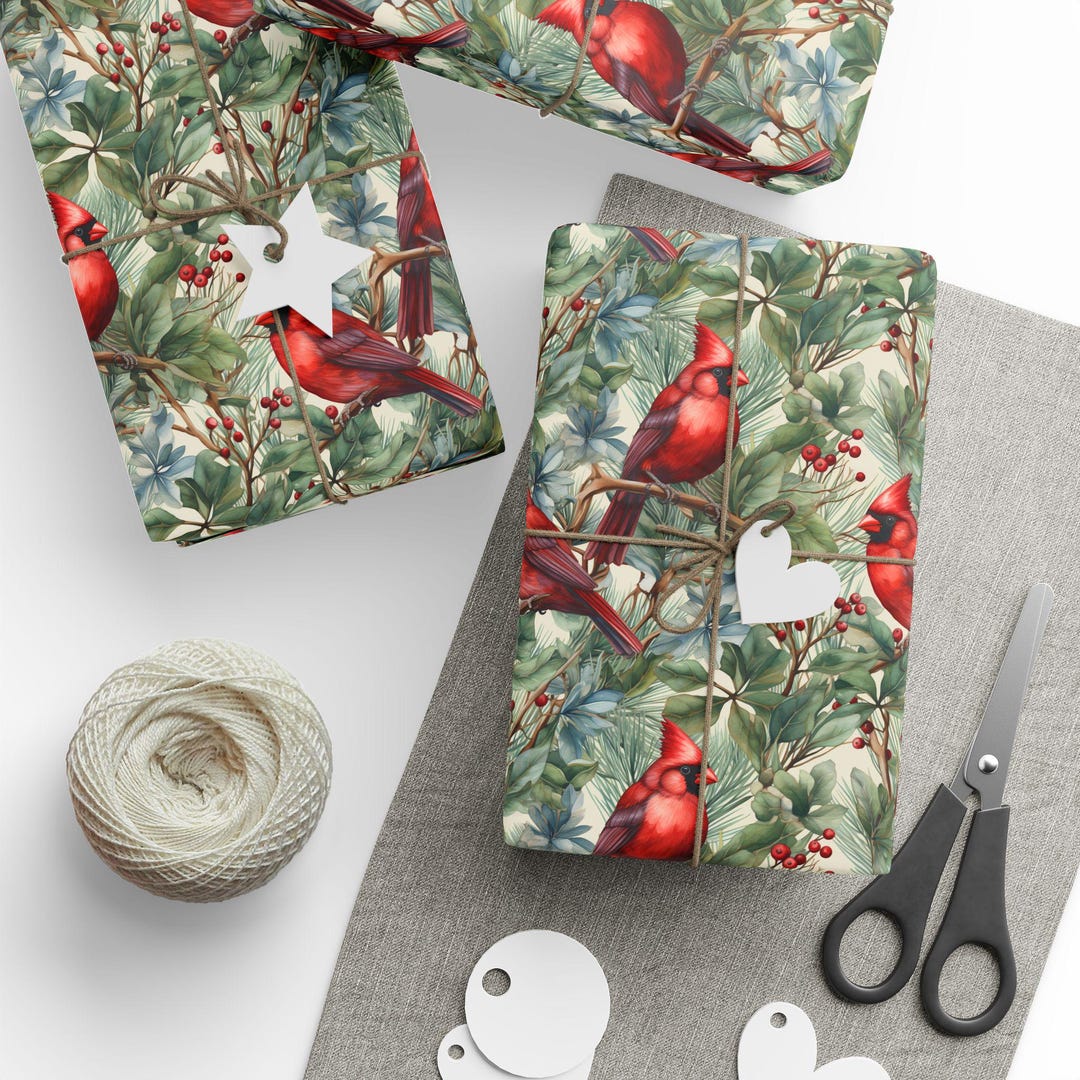 Cardinal Wrapping Paper Vintage Christmas Paper Cardinal Gift Paper ...