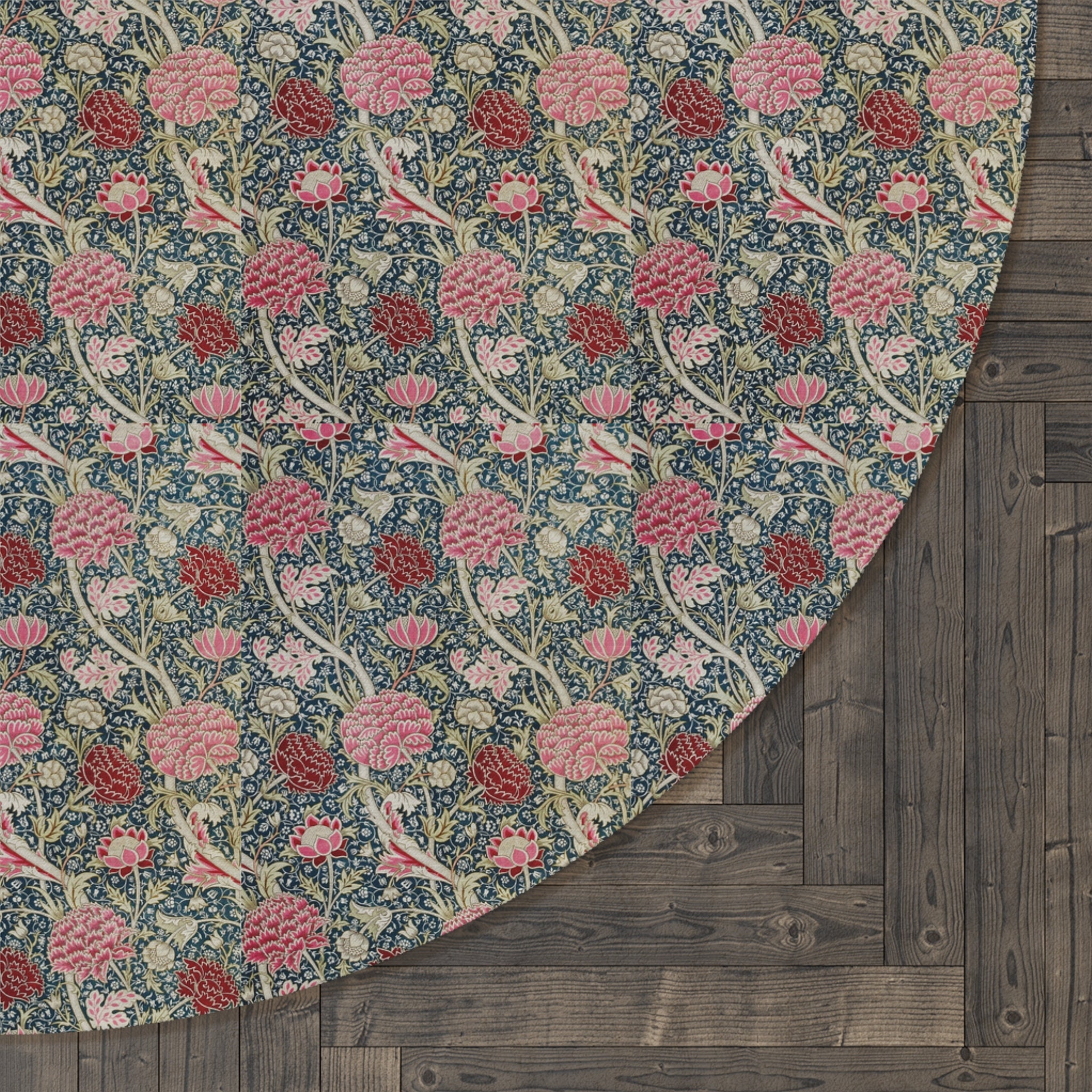 William Morris Round Rug Strawberry Thief Floral Birds Round Mat ...
