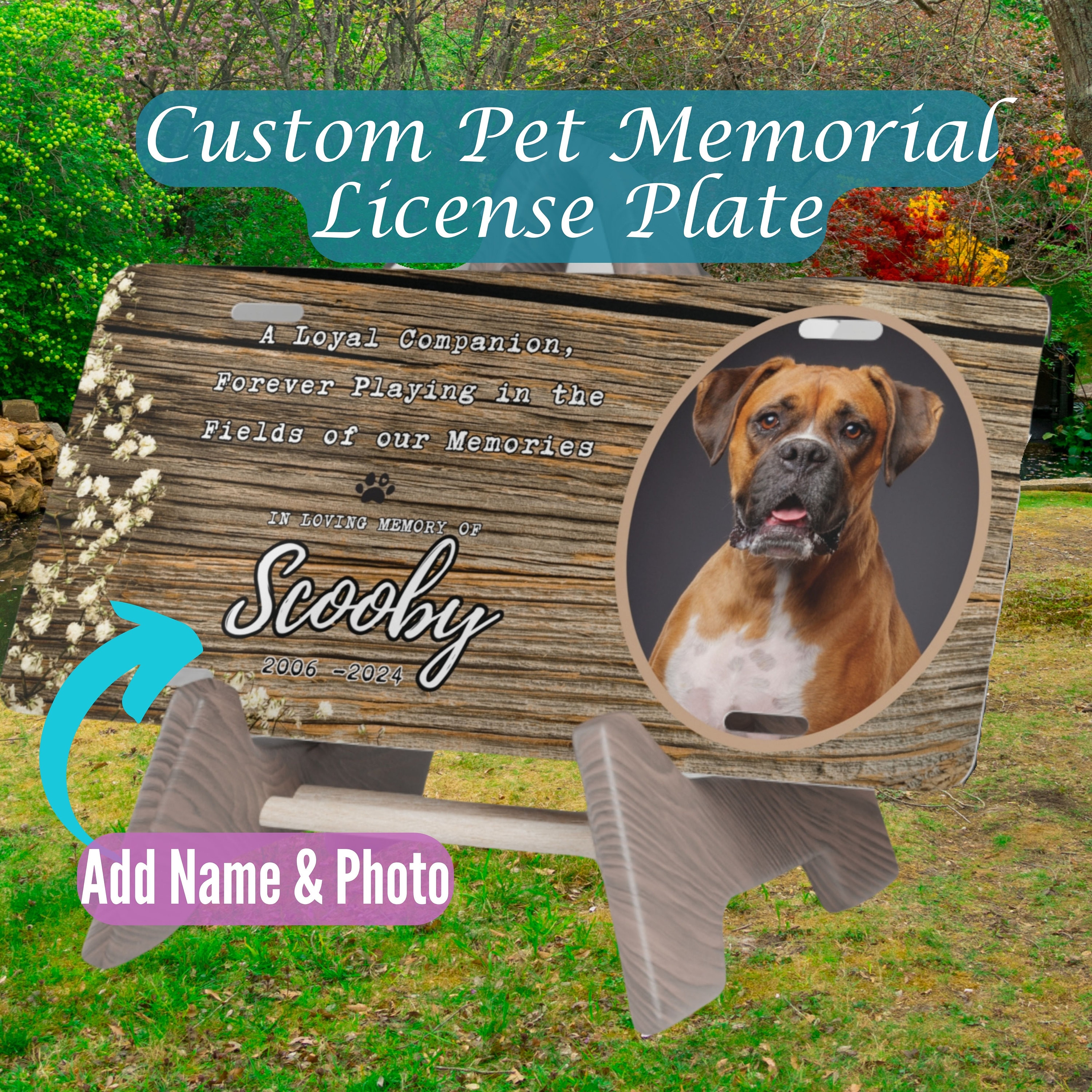 Personalized Pet Memorial License Plate Pet Loss Custom Name and Photo ...