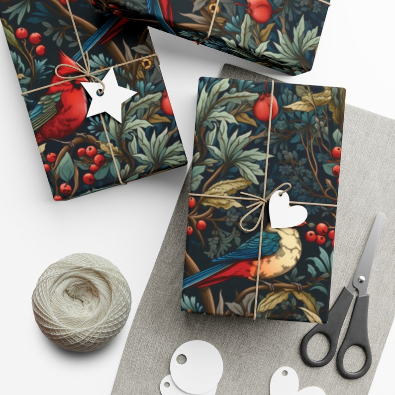 Cardinal Wrapping Paper Vintage Christmas Paper Cardinal Gift Paper ...