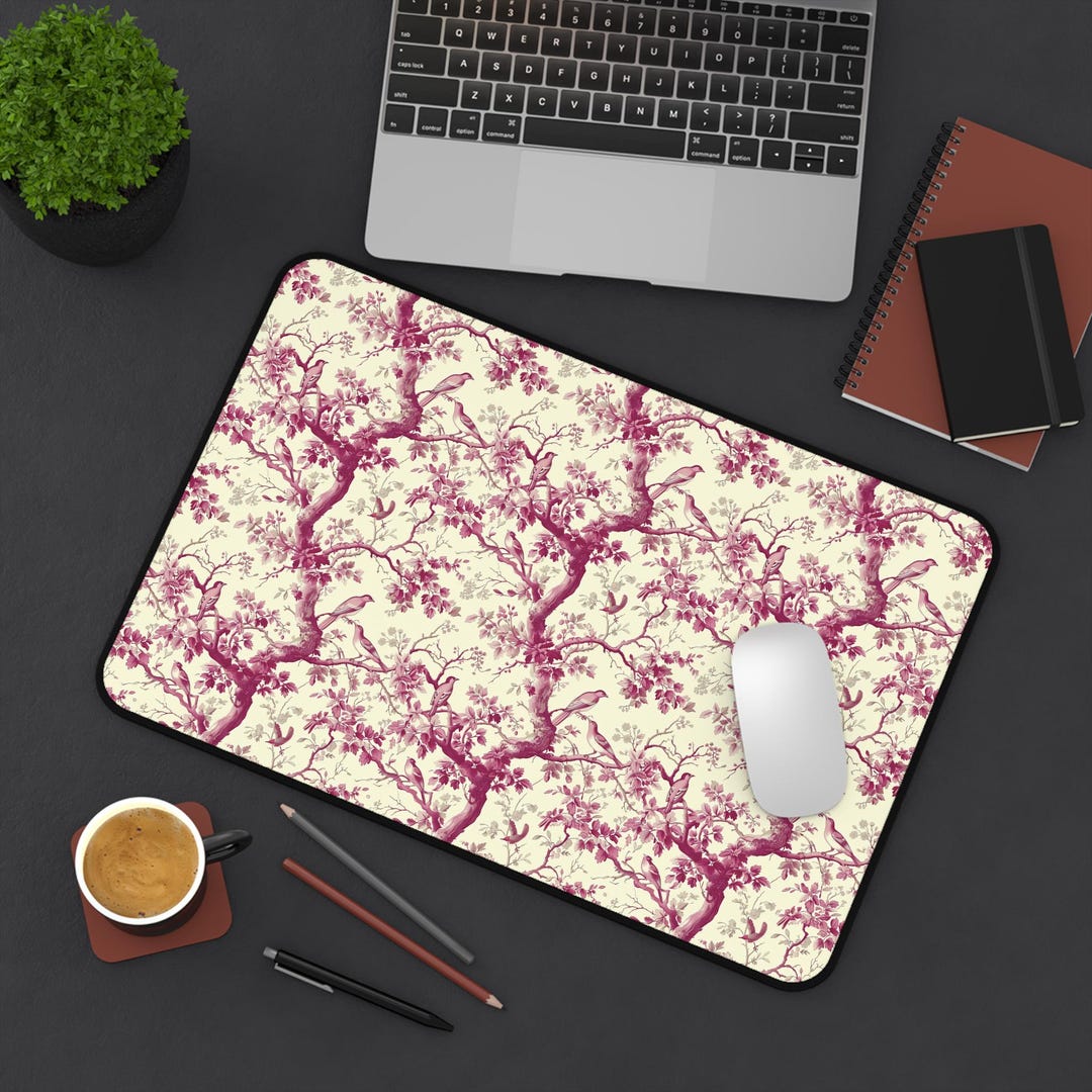 Toile De Jouy Desk Mat Toile Pink Pattern Gift for Teachers Gift for ...