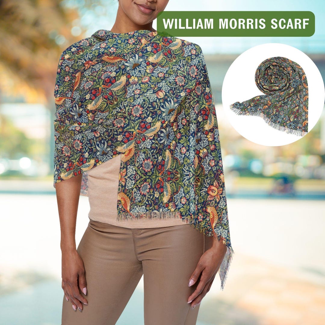 William Morris Scarf: Strawberry Thief Floral Lightweight Wrap - Etsy