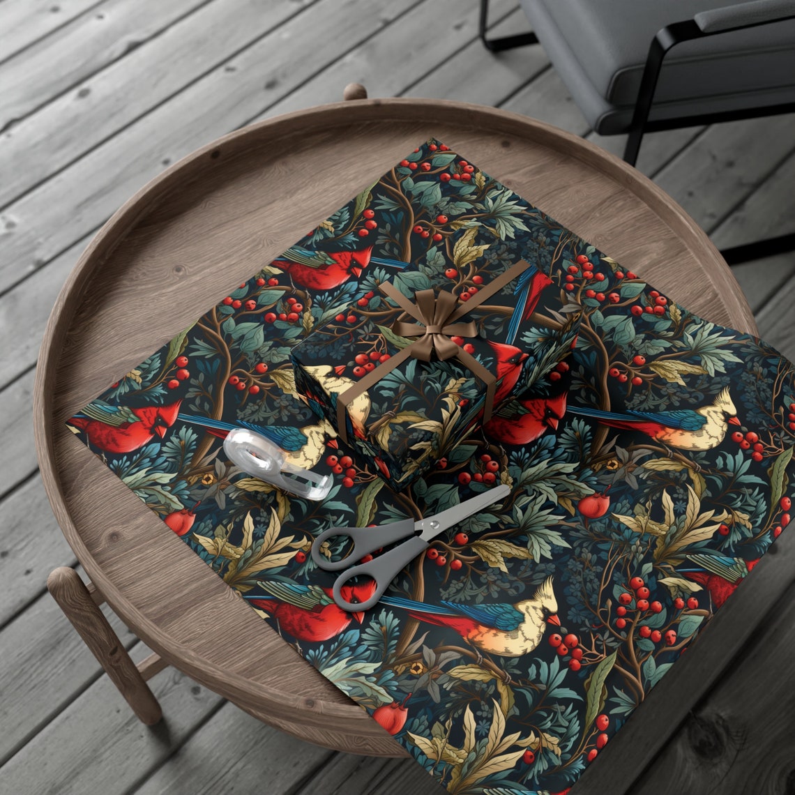 Cardinal Wrapping Paper Vintage Christmas Paper Cardinal Gift Paper ...