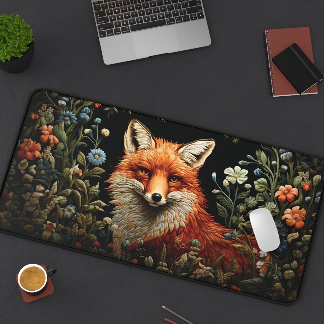 Forest Fox Desk Mat William Morris Style Desk Mat Art Nouveau Mouse Pad ...