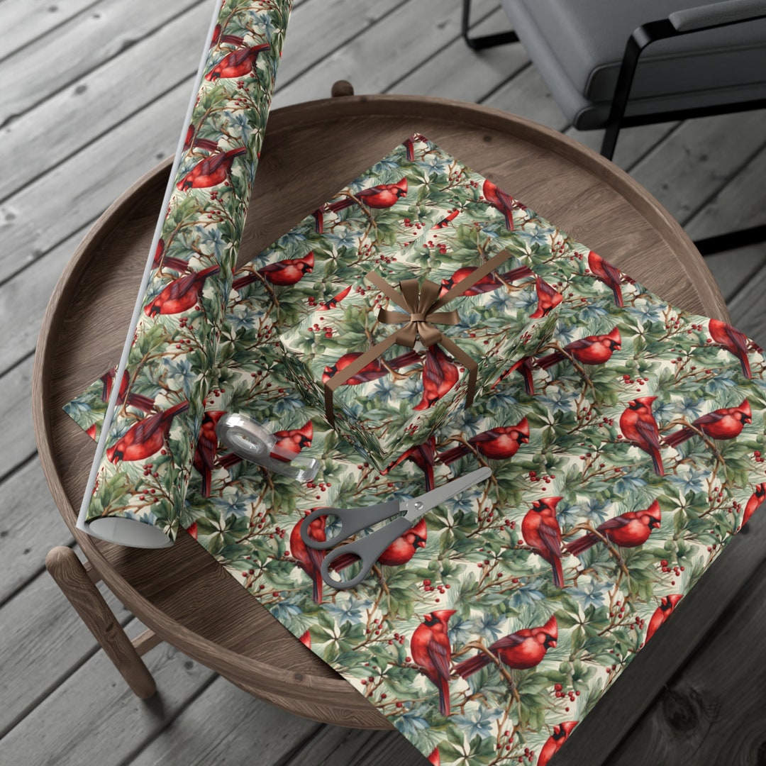 Cardinal Wrapping Paper Vintage Christmas Paper Cardinal Gift Paper ...
