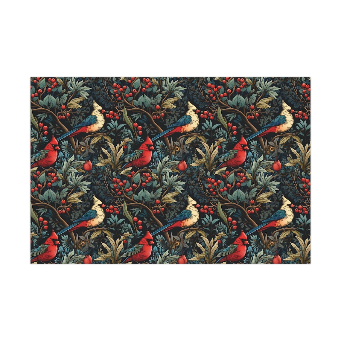 Cardinal Wrapping Paper Vintage Christmas Paper Cardinal Gift Paper ...