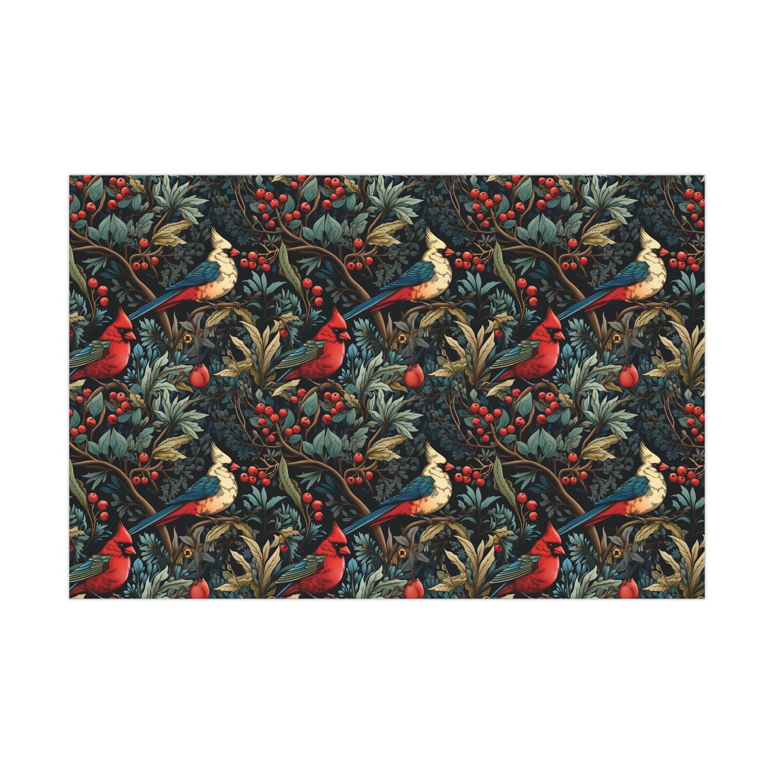 Cardinal Wrapping Paper Vintage Christmas Paper Cardinal Gift Paper ...