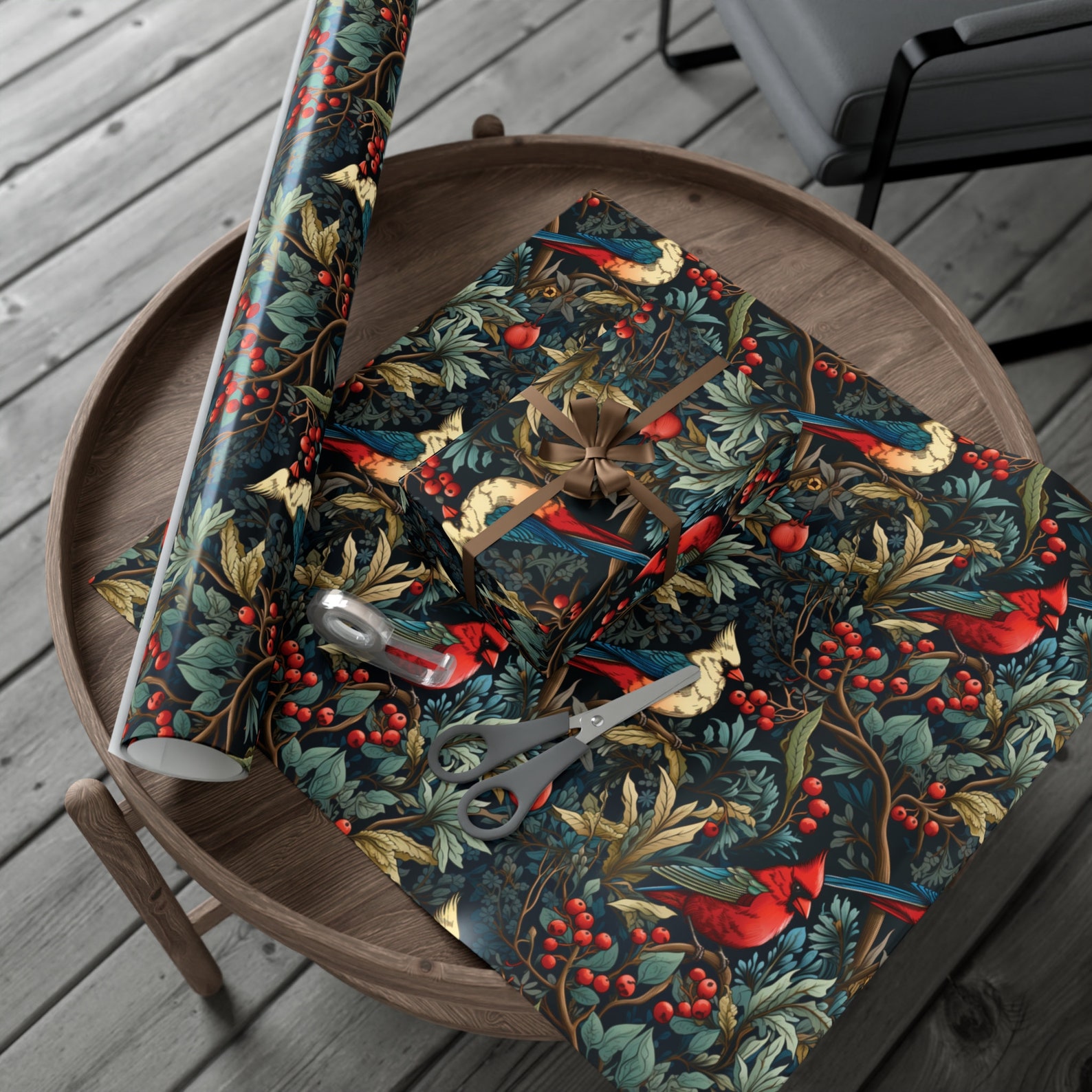 Cardinal Wrapping Paper Vintage Christmas Paper Cardinal Gift Paper ...