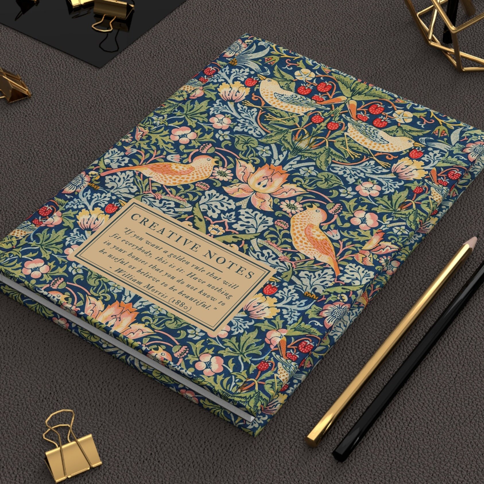 William Morris Journal Strawberry Thief Writing Journal Hardcover Lined ...