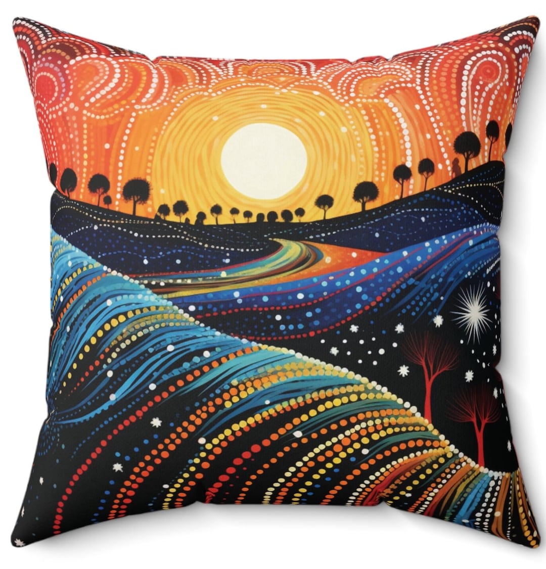 Outback Aboriginal Dot Painting Pillow & Cover Australia Art Inspired ...
