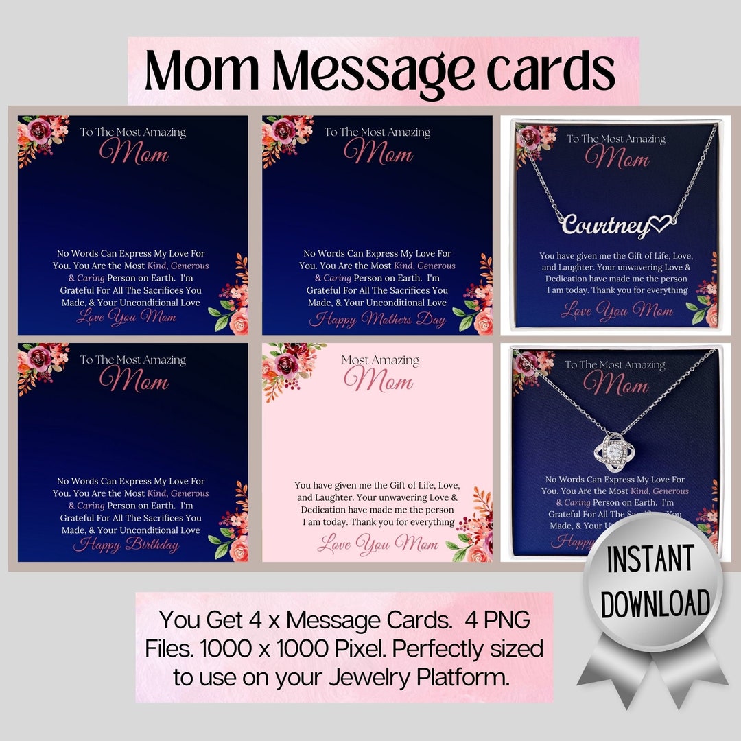 Shineon Message Card Mom Message Cards Jewelry Message Card Custom ...