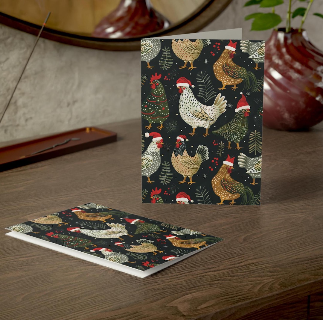 Funny Chicken Greeting Cards Christmas Card Bundle 1, 10, 30, and 50pcs ...