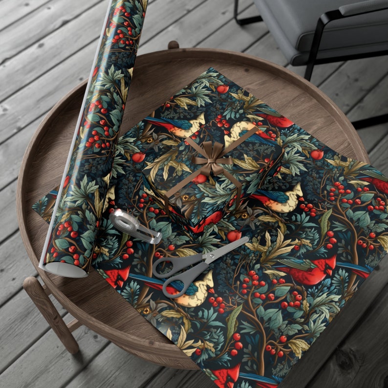 Cardinal Wrapping Paper Vintage Christmas Paper Cardinal Gift Paper ...