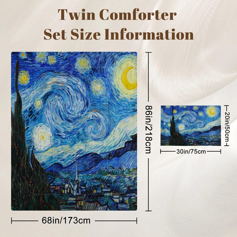 Van Gogh Starry Night Queen Comforter Set 3 Piece Bedding Set Bedroom ...