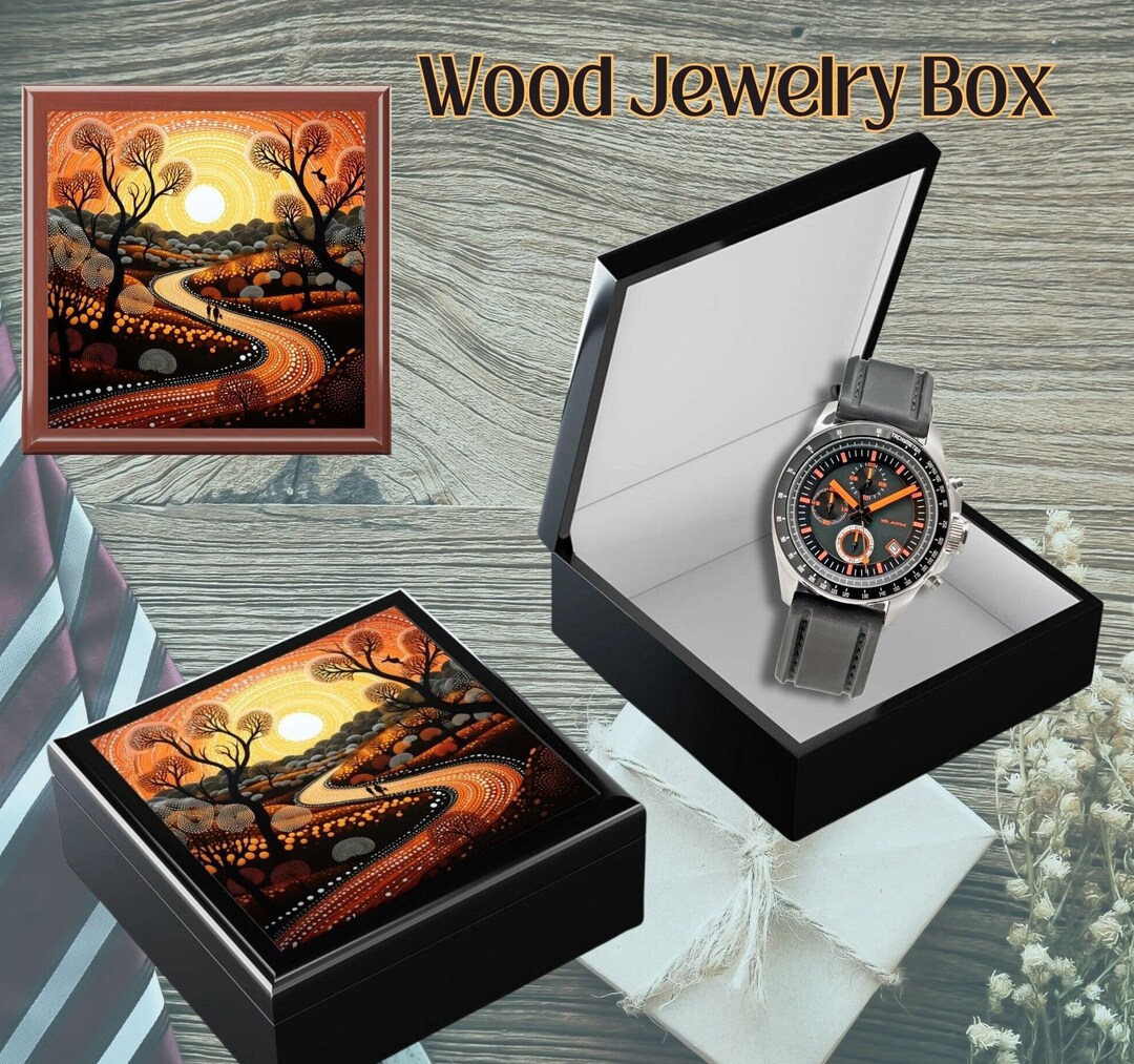 Wood Jewelry Box Aboriginal Art Wooden Box Dot Painting Jewelry Box ...