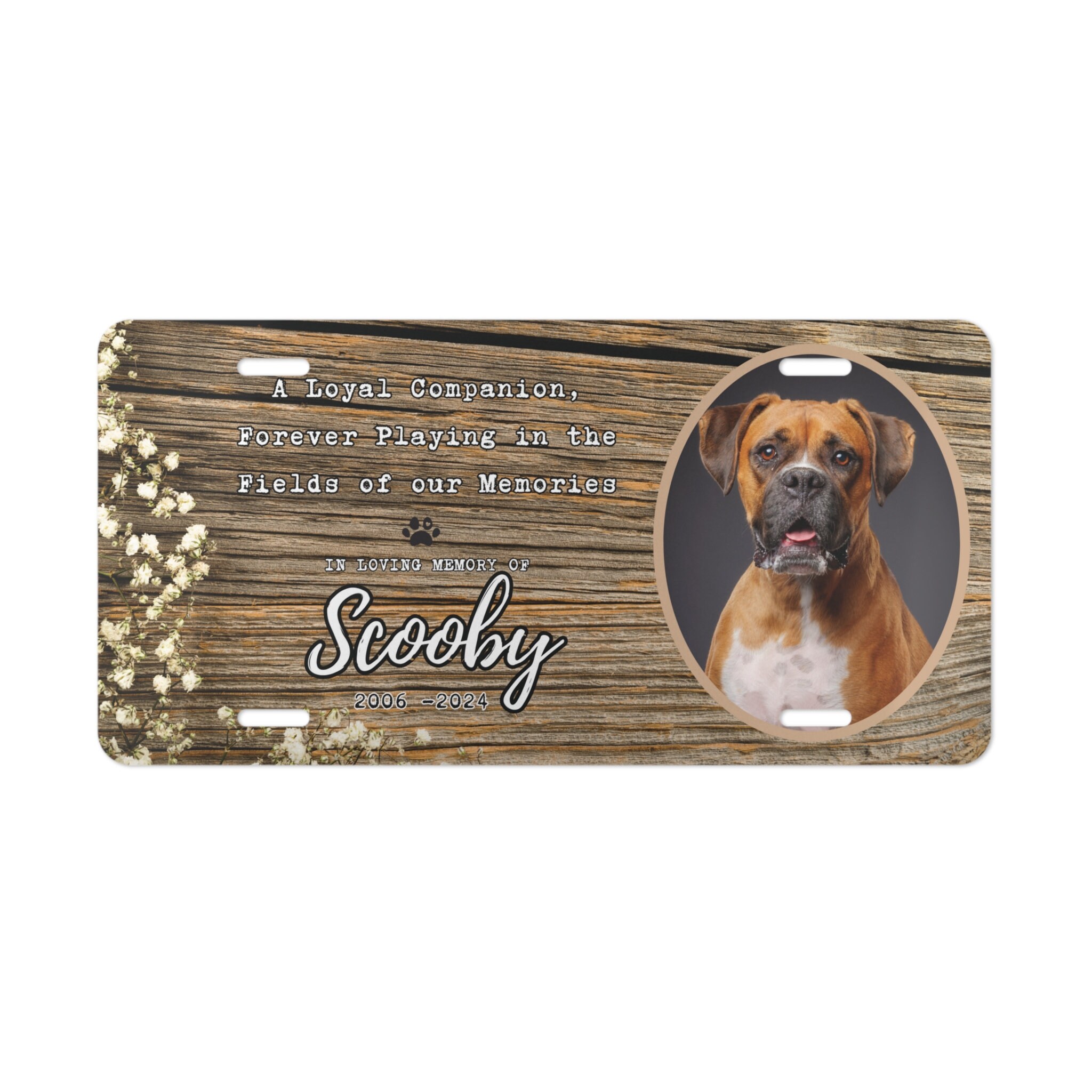 Personalized Pet Memorial License Plate Pet Loss Custom Name and Photo ...