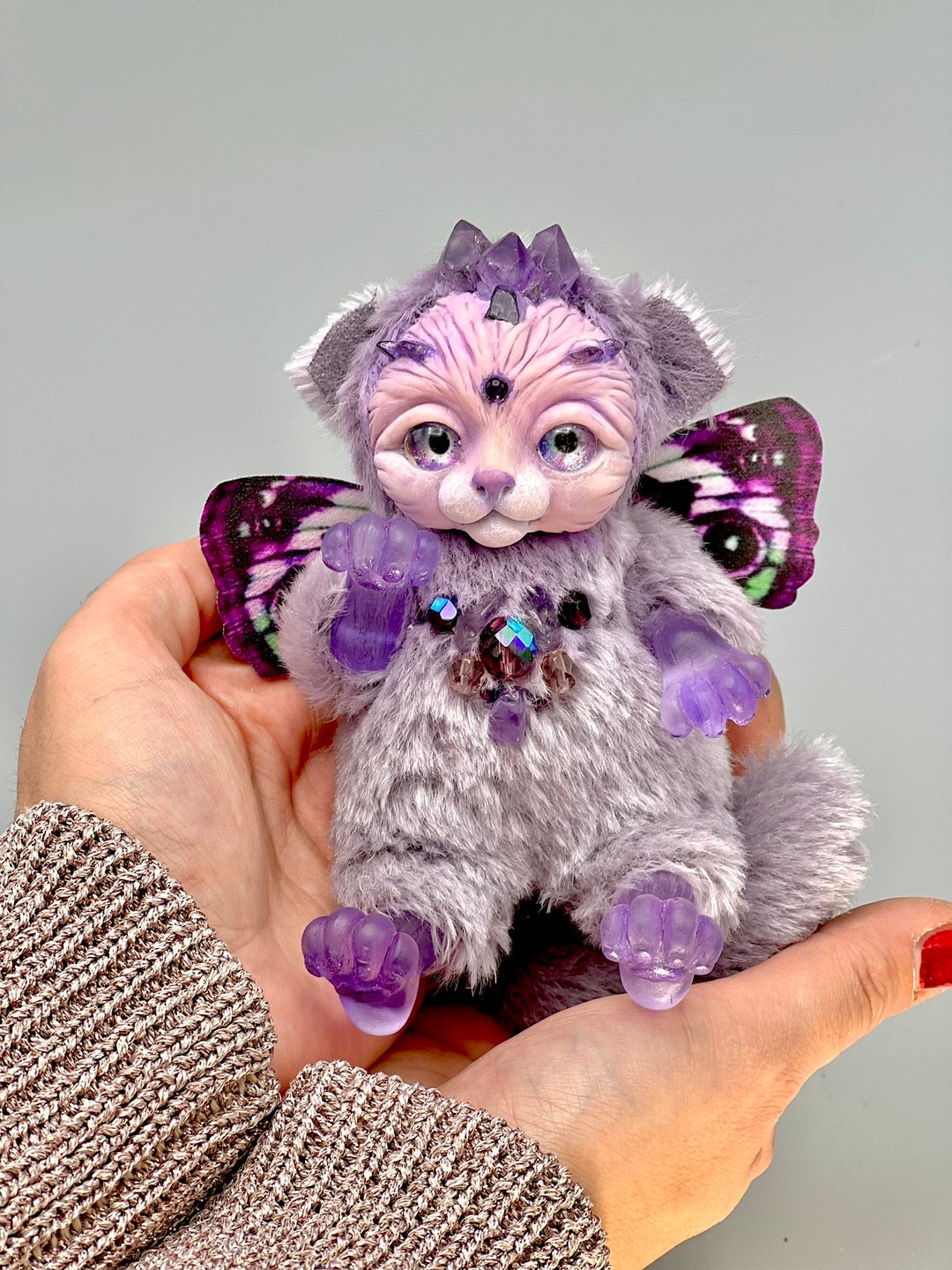Magical OOAK Doll Creature, Handmade Fantasy Creature With Amethyst ...