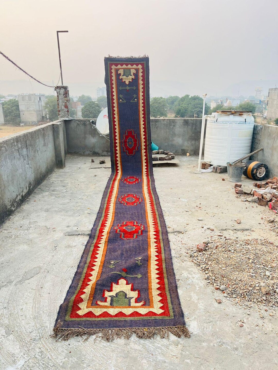 Handwoven Kilim Wool Jute Runner Bohemian Eco Friendly Wool Jute Kilim ...