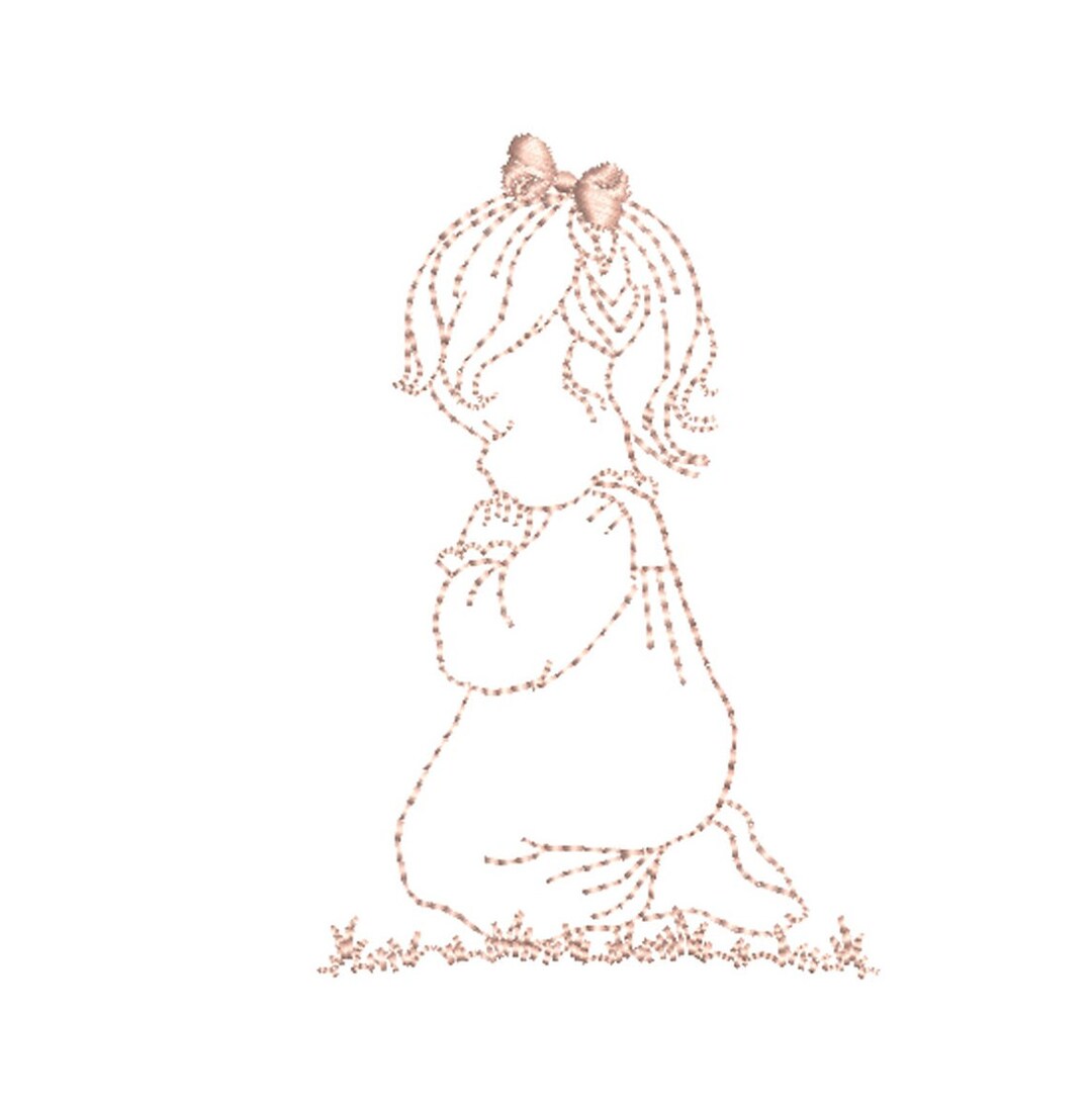 Cute Little Girl Embroidery Design File - Etsy