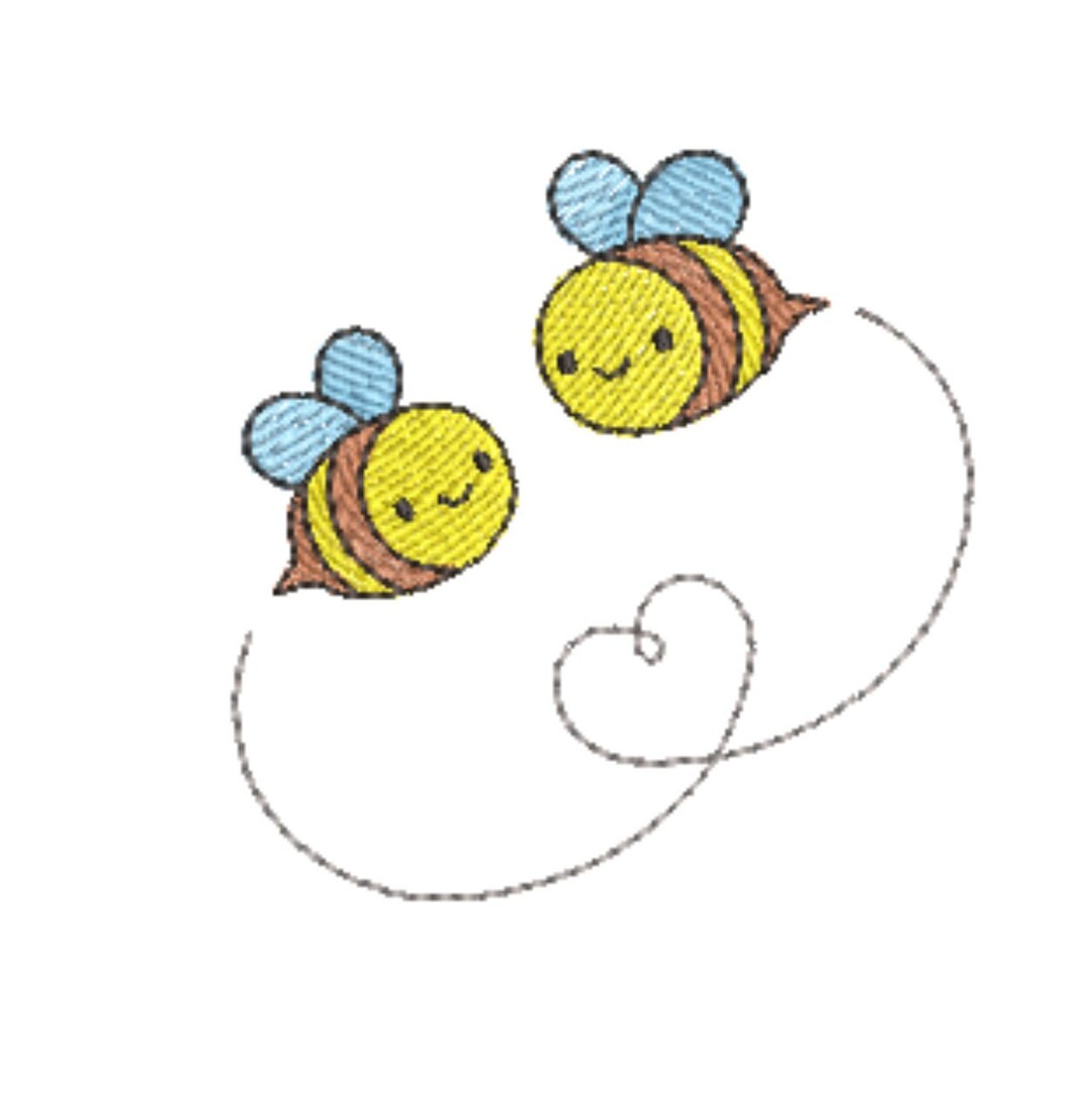 Cute Bee Embroidery Design File - Etsy