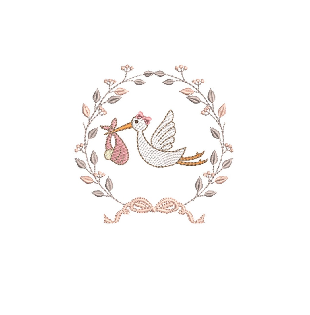 Stork Carrying A Baby Embroidery Design File - Etsy