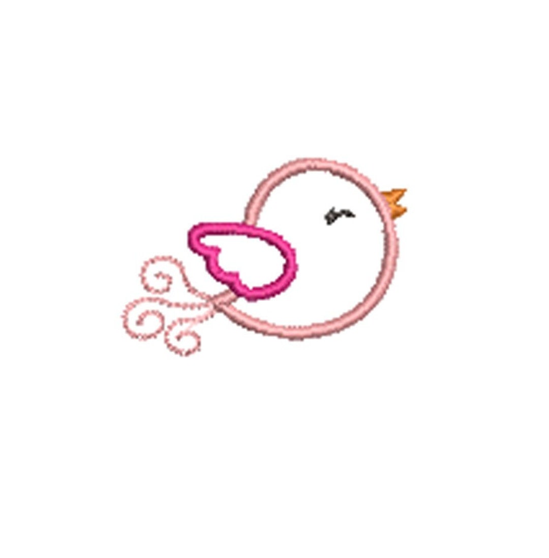Pink Flying Bird Embroidery Design File - Etsy
