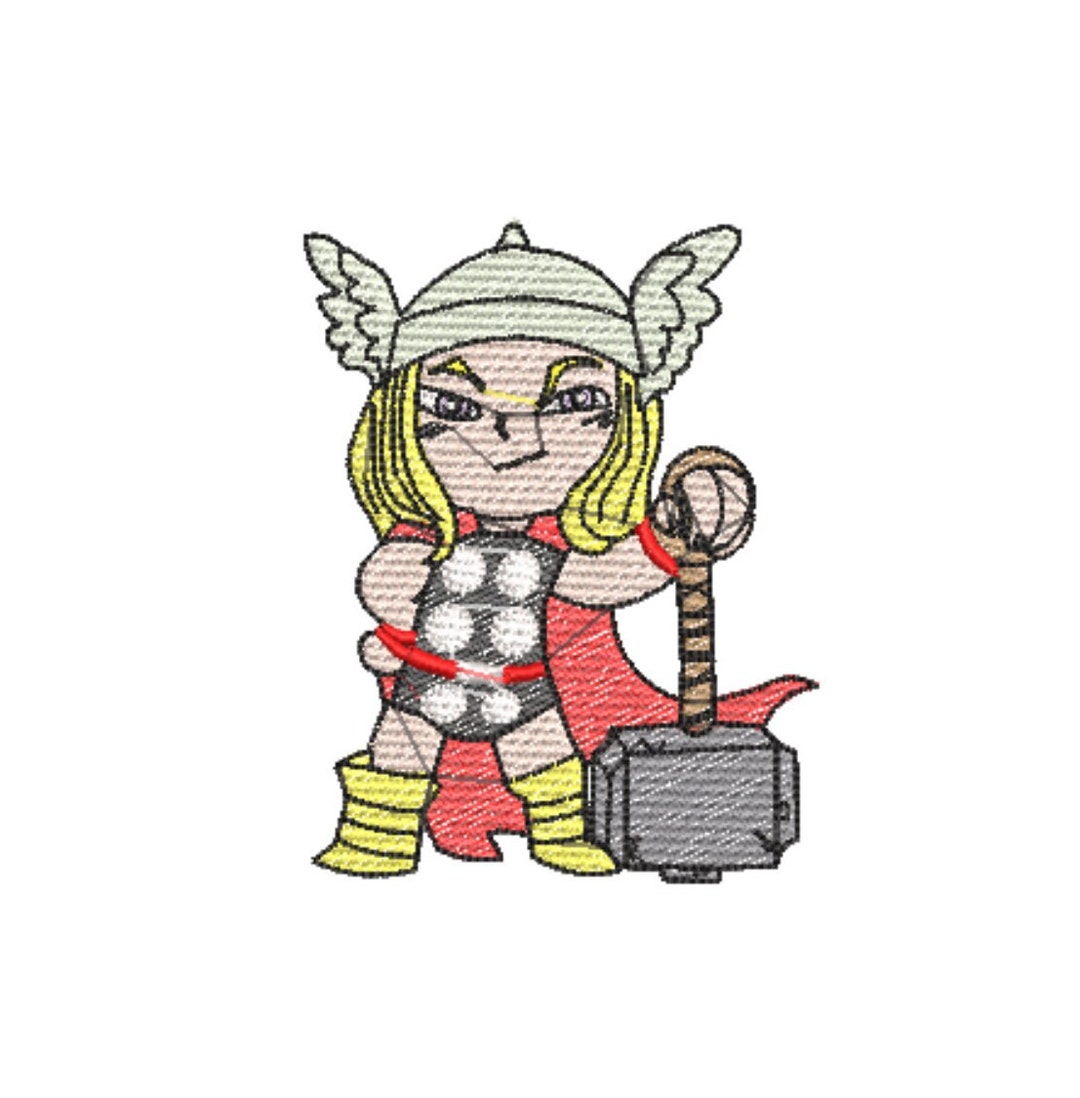 Cartoon Thor With His Hammer Embroidery Design File - Etsy