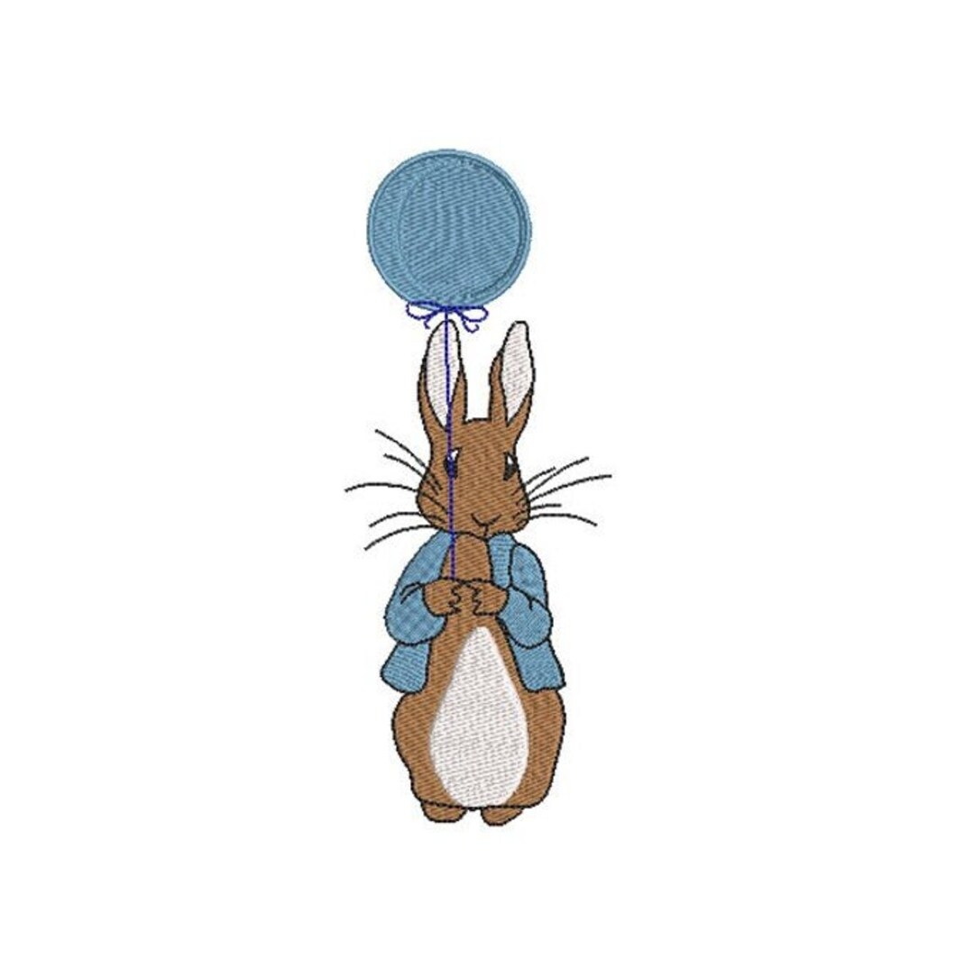 Easter Bunny Holding Balloon Embroidery Design File: Special Design for ...