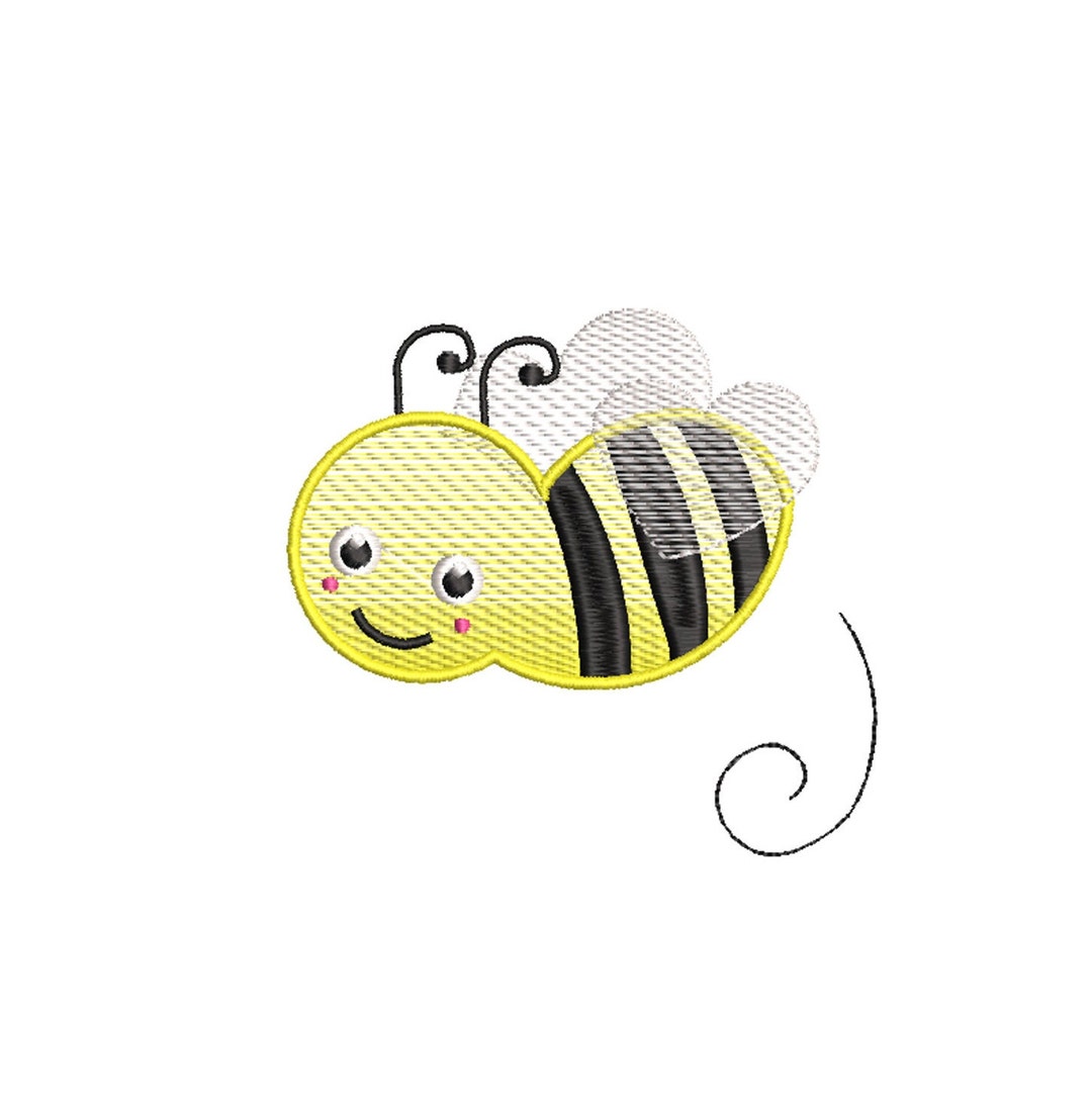 Cute Happy Bee Embroidery Design File - Etsy