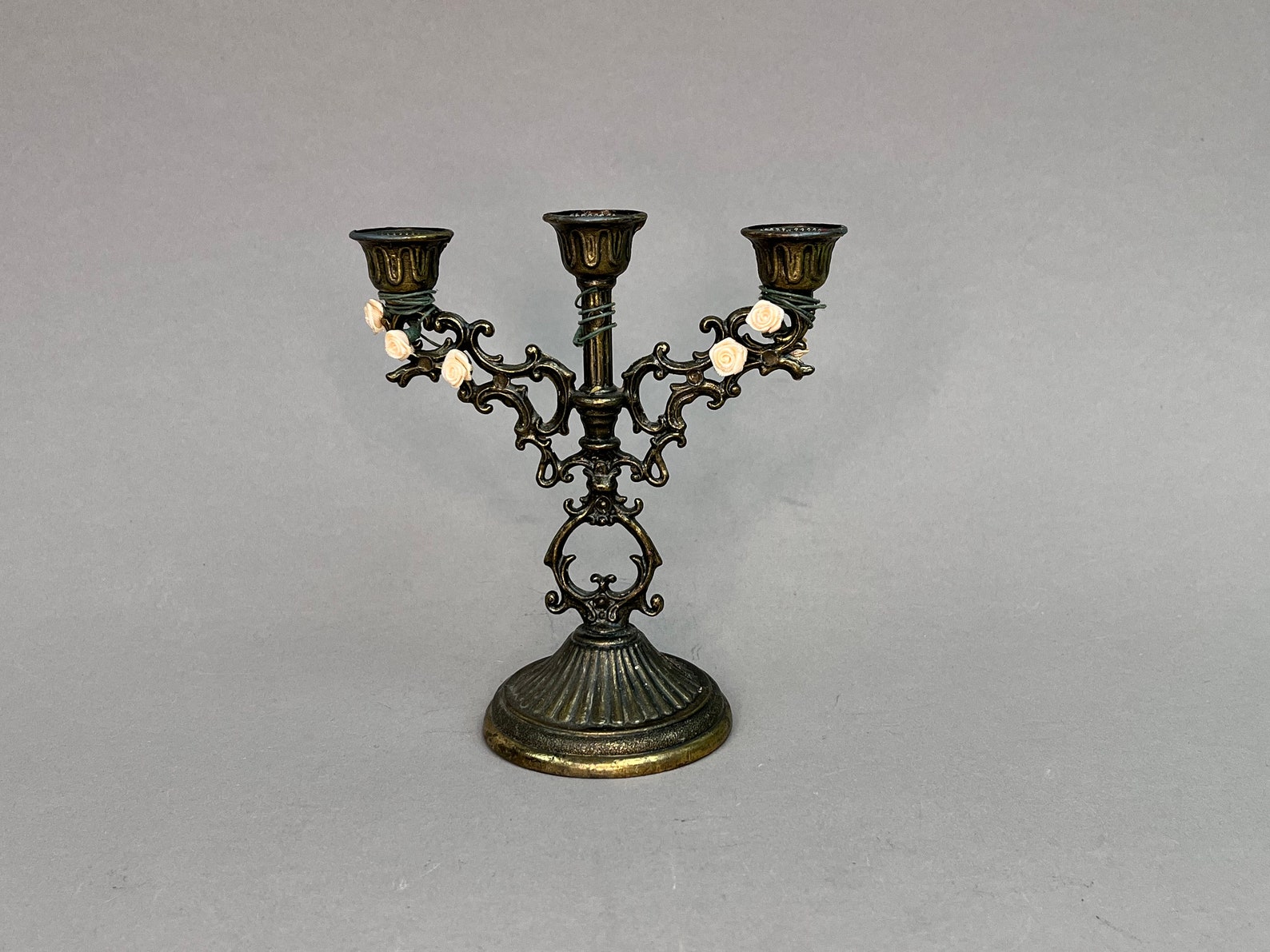 Creepy Mini Candelabra Haunted House Decor Prop Festooned With Faded ...