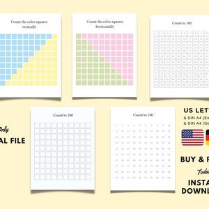 Numbers Count up to 100 Poster Chart Montessori Kids Education Math ...