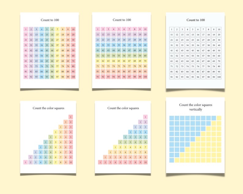 Numbers Count up to 100 Poster Chart Montessori Kids Education Math ...