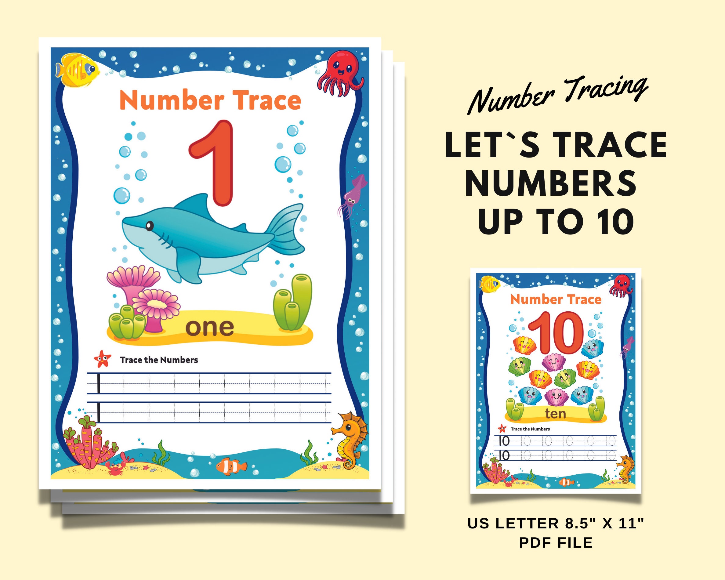 Trace and Count Numbers 1 - 10 Pre-k Math Worksheet Activity Count to ...