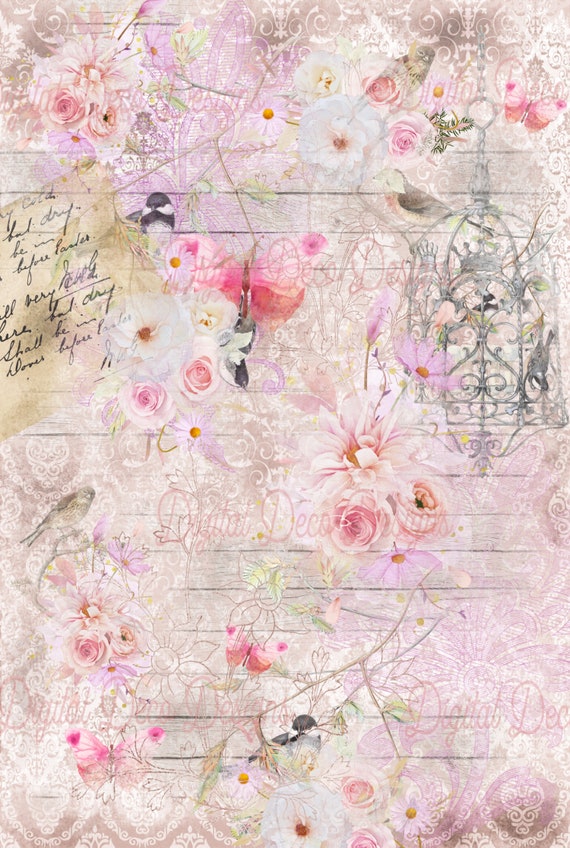Digital Printable Decoupage Paperinstant Downloadbirdspink - Etsy