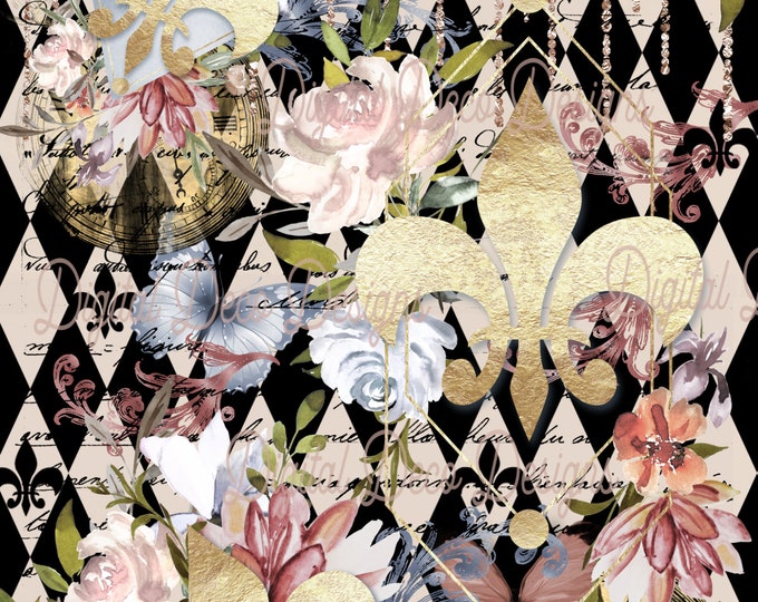 Decoupage Paper|rice Paper|fleur De Lis|elegant|pastel Florals|rose ...