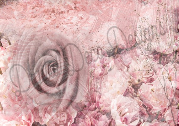 Digital Printable Decoupage Paper Instant Download Pink Roses | Etsy