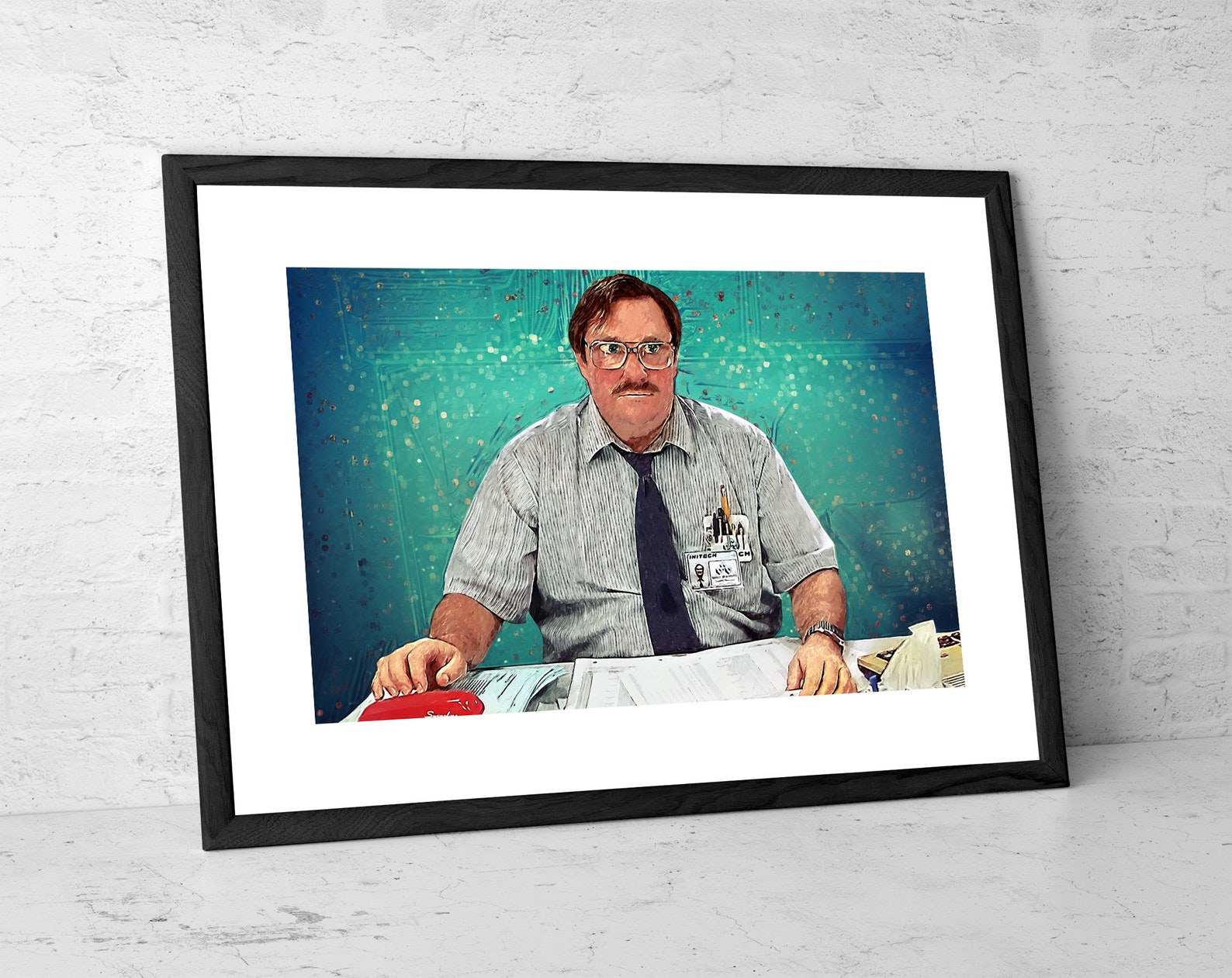 Milton Office Space Illustration Movie Poster Red Stapler Mike Judge ...