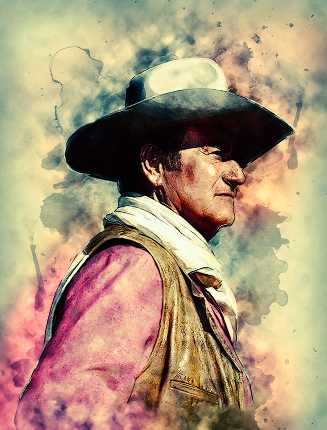 John Wayne Digital Painting John Wayne Print John Wayne - Etsy