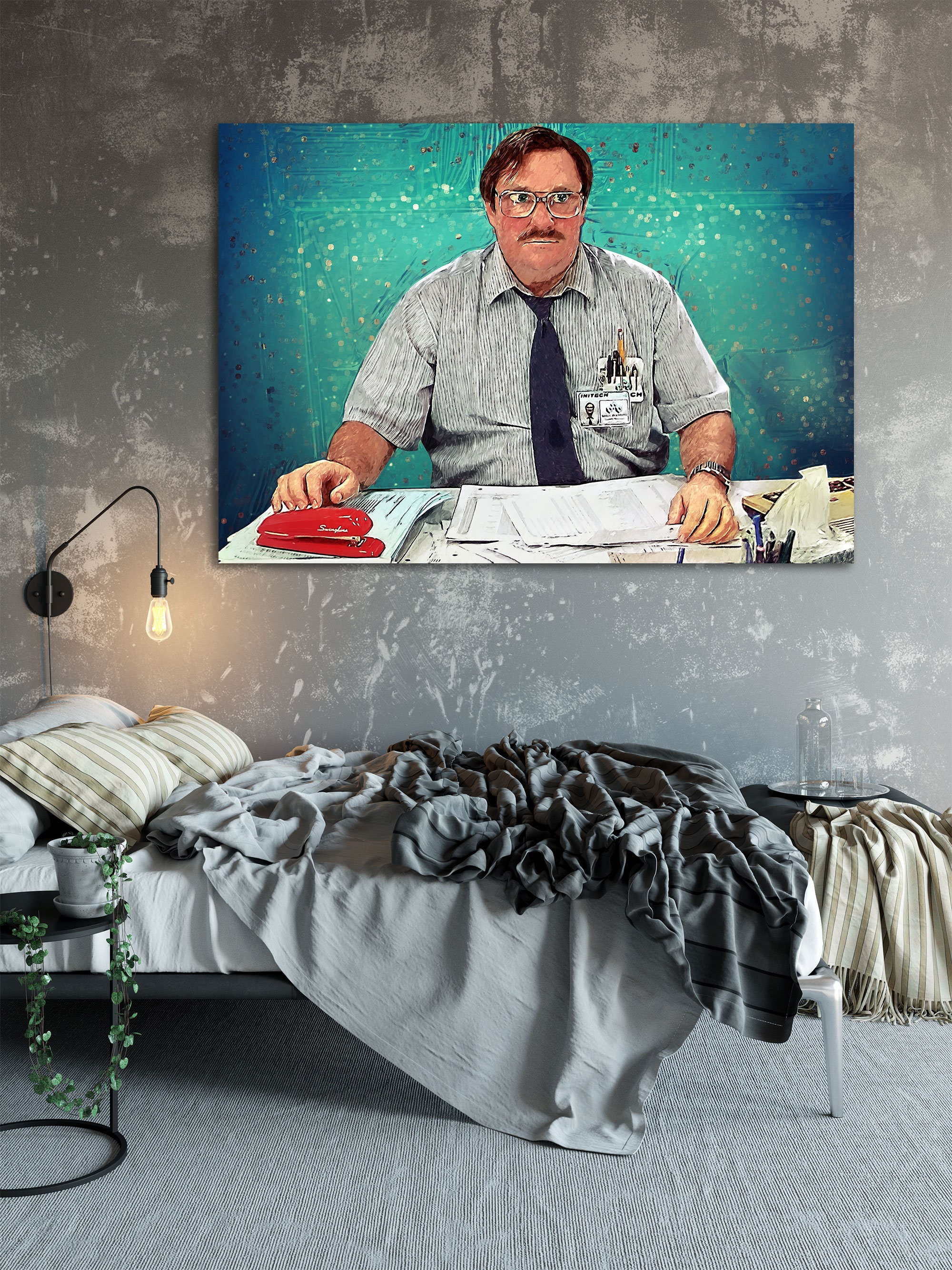 Milton Office Space Illustration Movie Poster Red Stapler Mike Judge ...