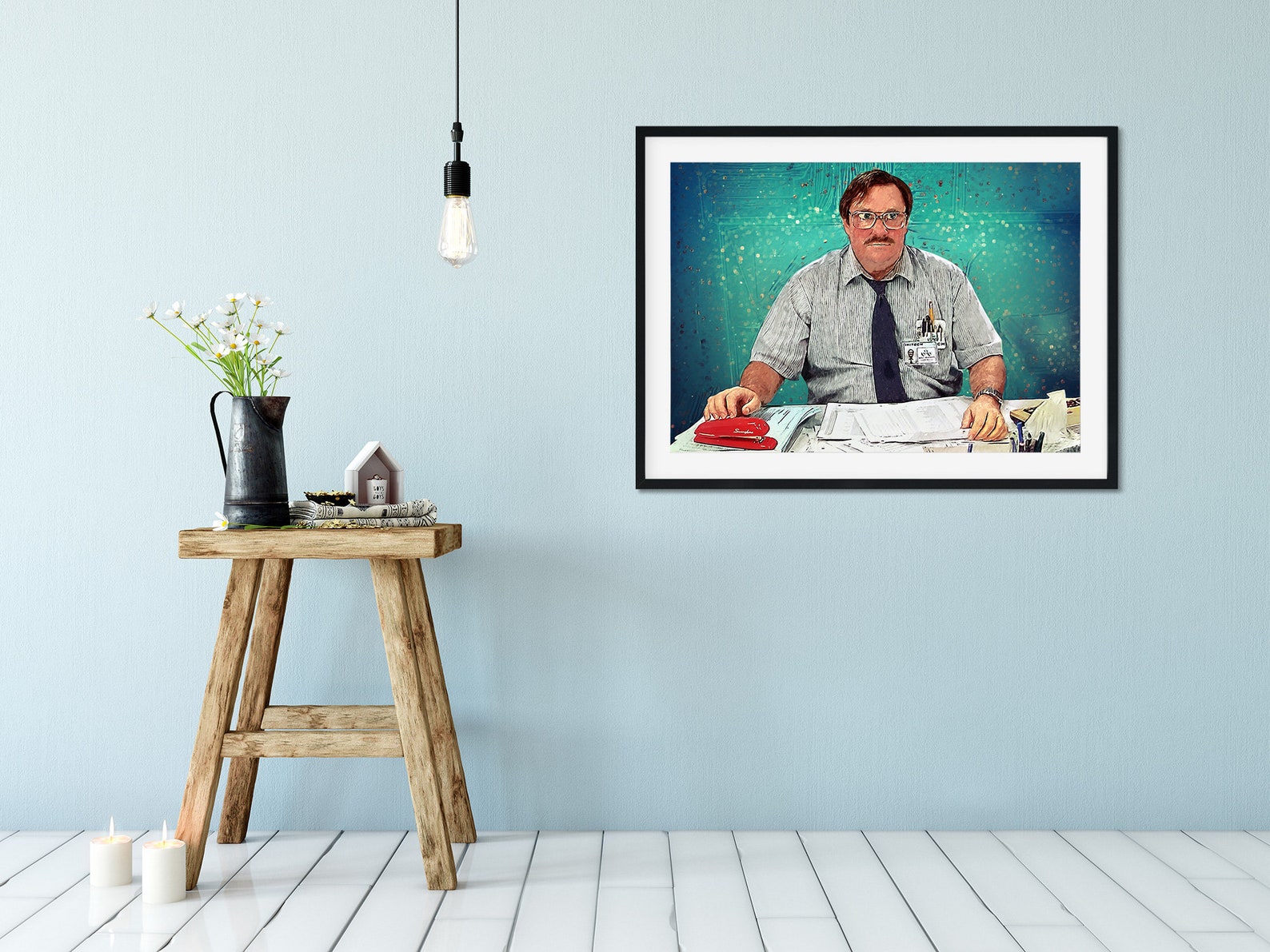 Milton Office Space Illustration Movie Poster Red Stapler Mike Judge ...