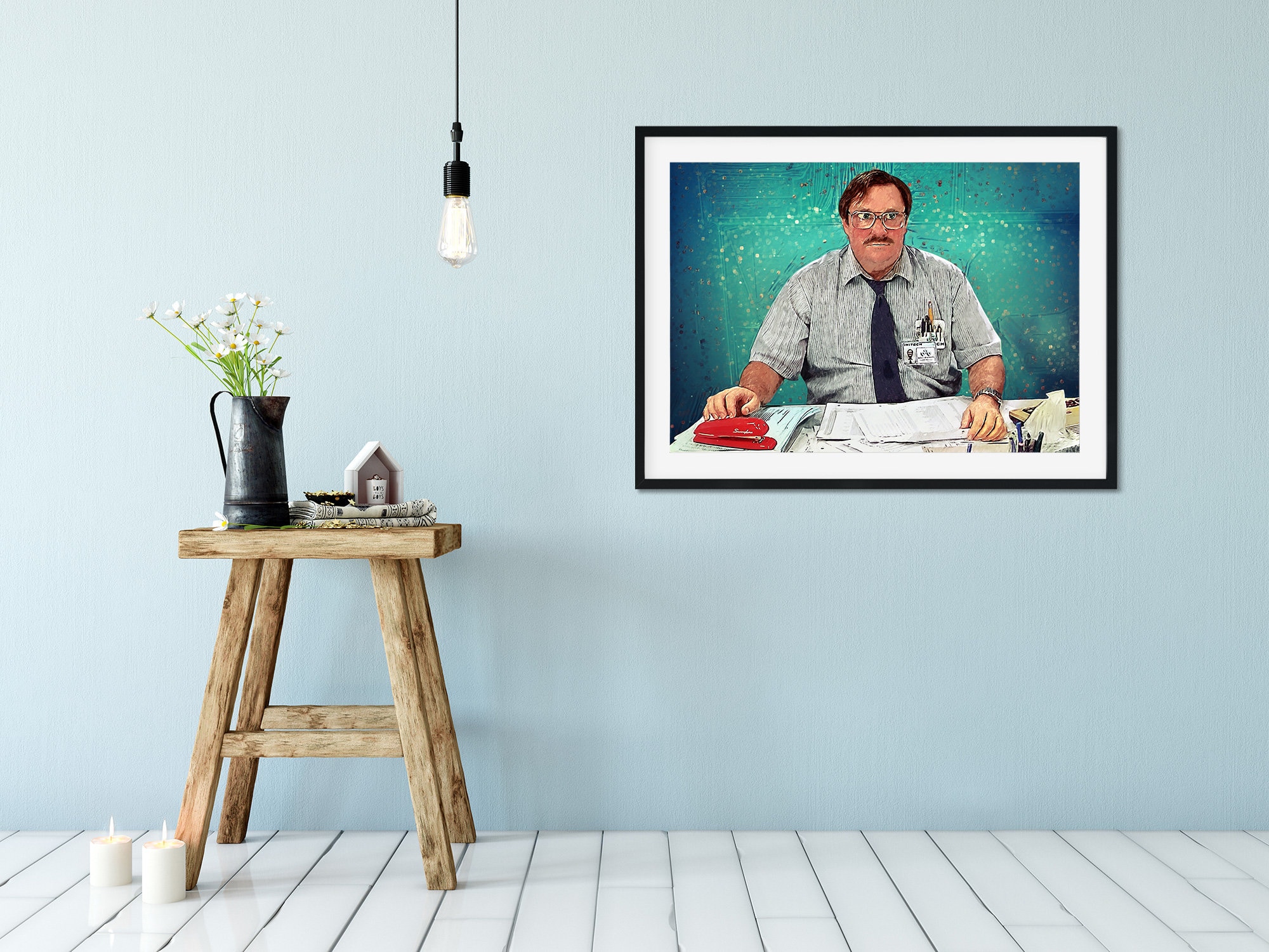 Milton Office Space Illustration Movie Poster Red Stapler Mike Judge ...