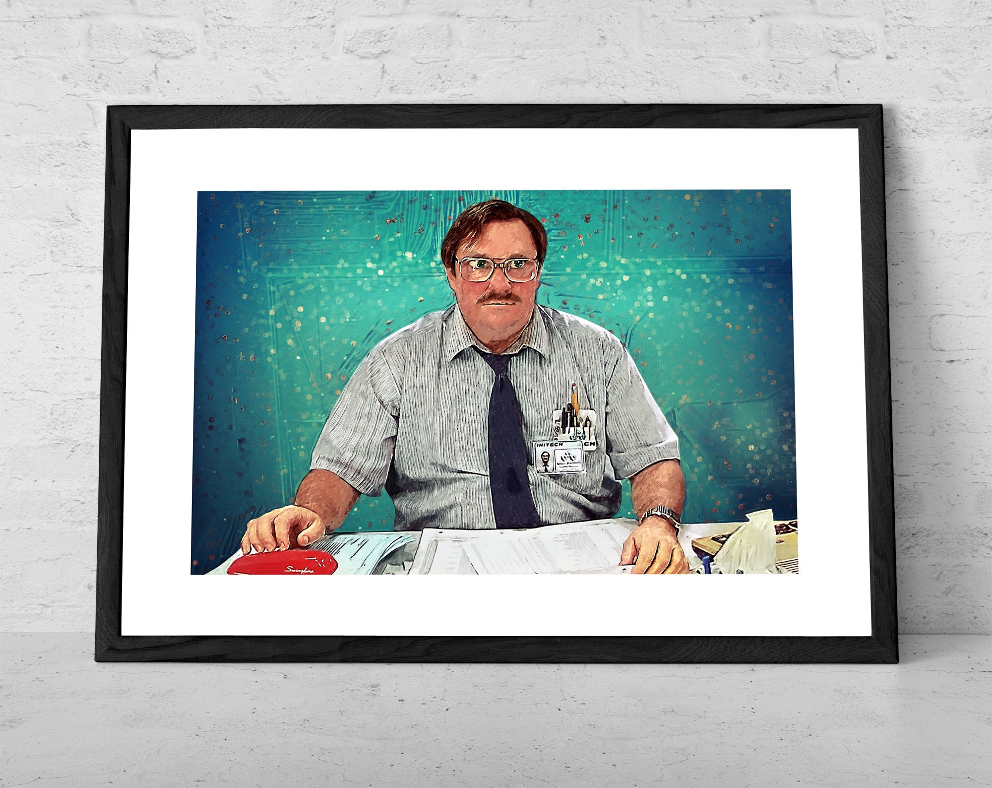 Milton Office Space Illustration Movie Poster Red Stapler Mike Judge ...