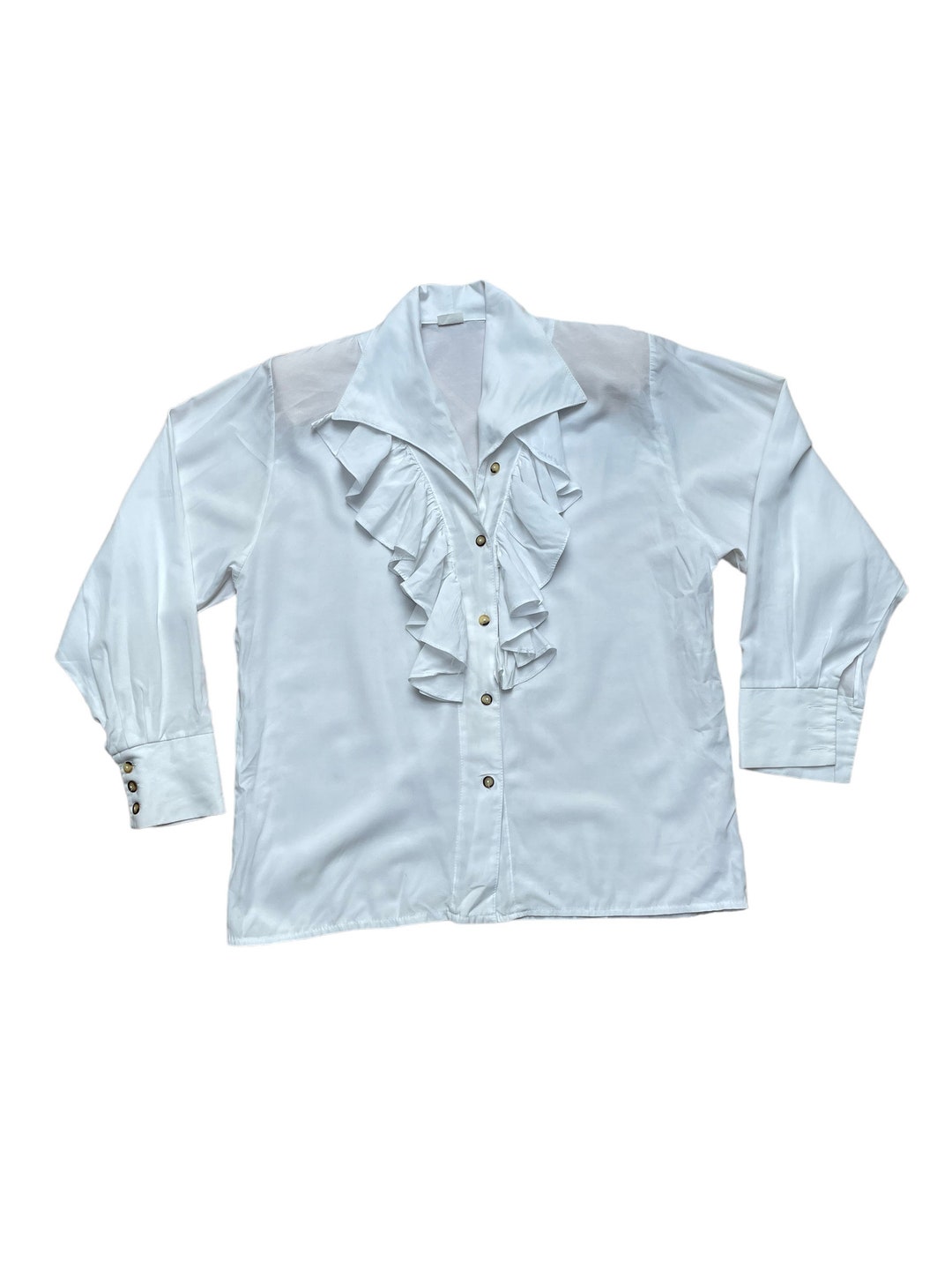 Vintage White Ruffle Collar Shirt With Patches Blouse Shirt - Etsy