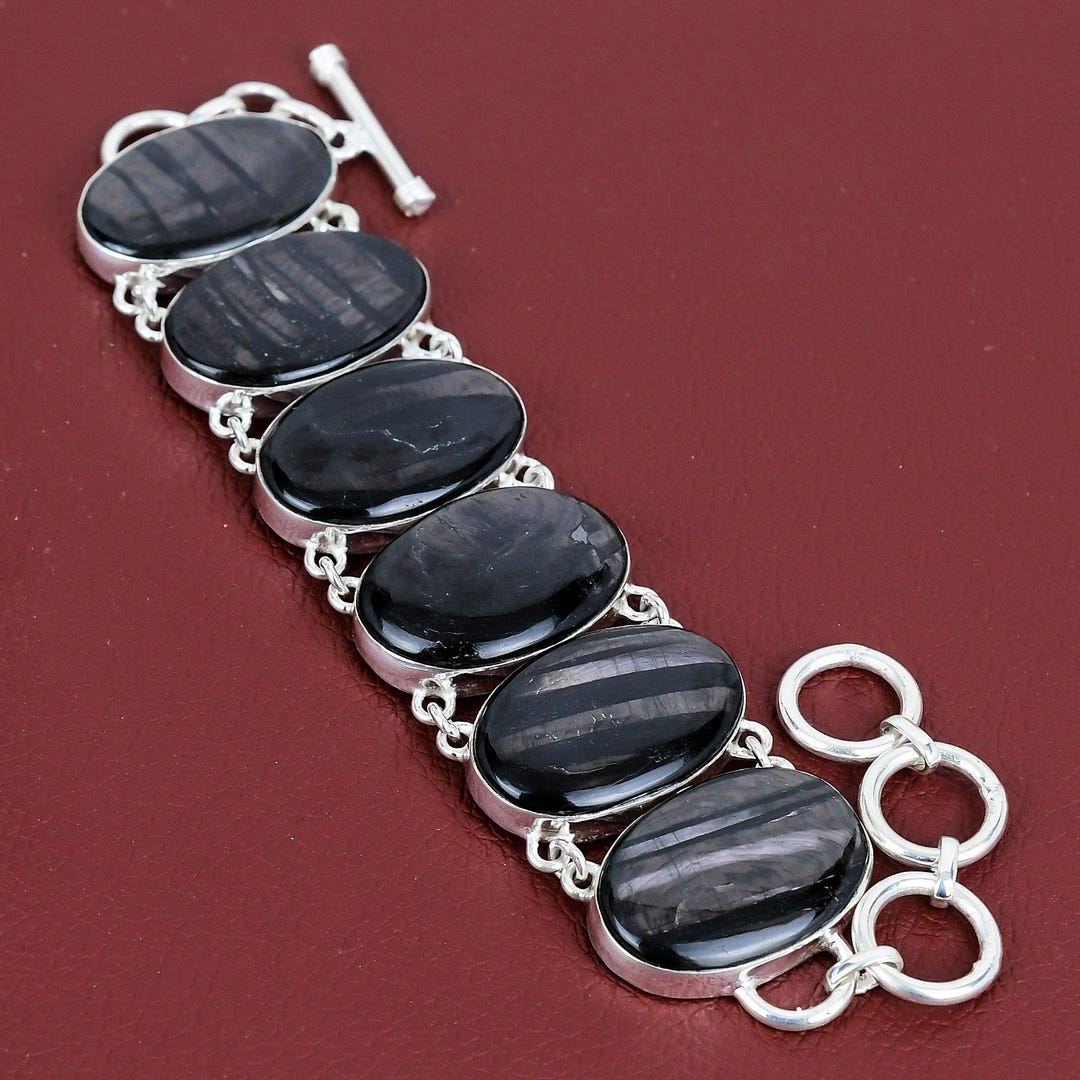 Hypersthene Bracelet Genuine Gemstone Jewelry 925 Sterling Silver ...
